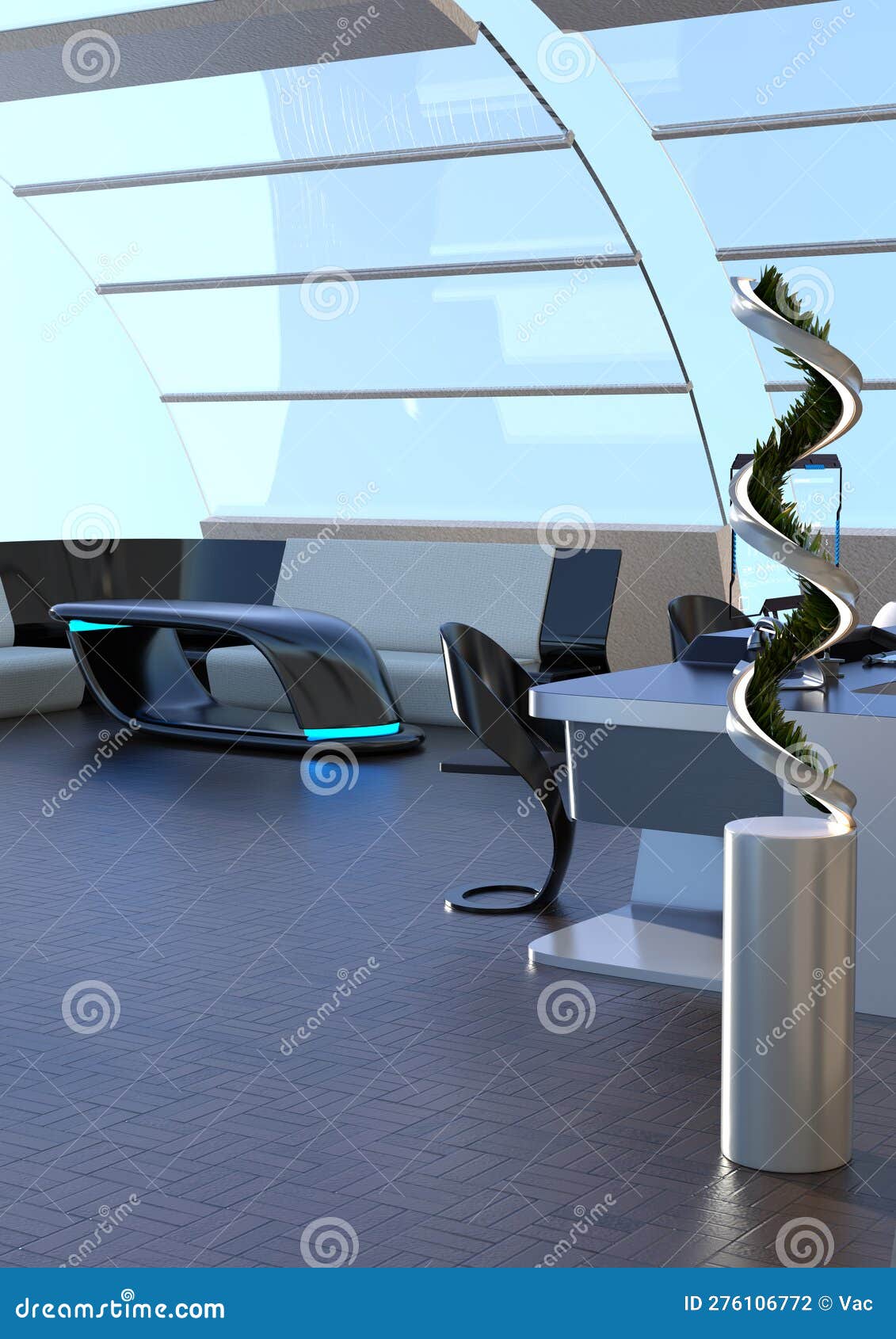 3D Rendering Futuristic Office Stock Illustration - Illustration of ...