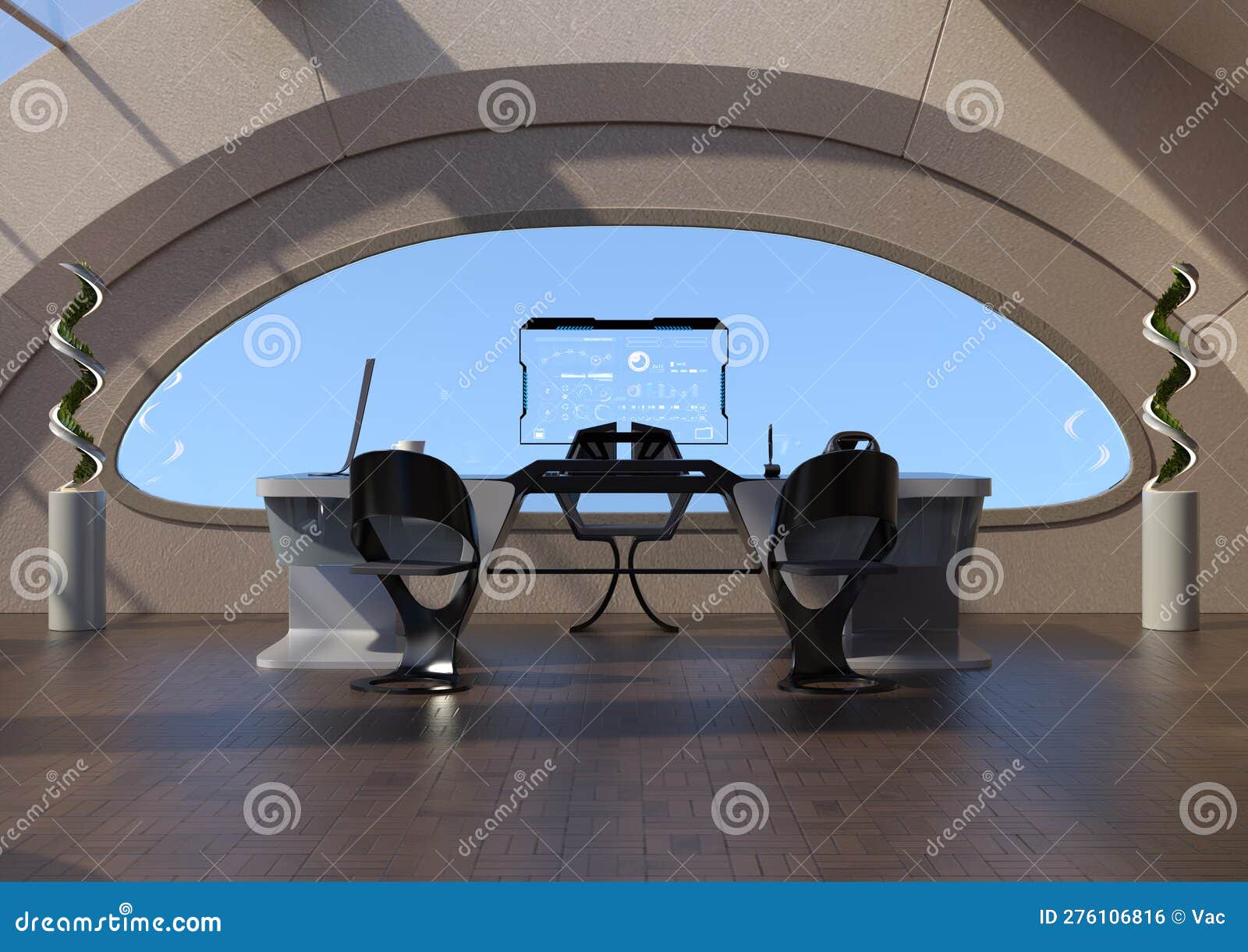 3D Rendering Futuristic Office Stock Illustration - Illustration of ...