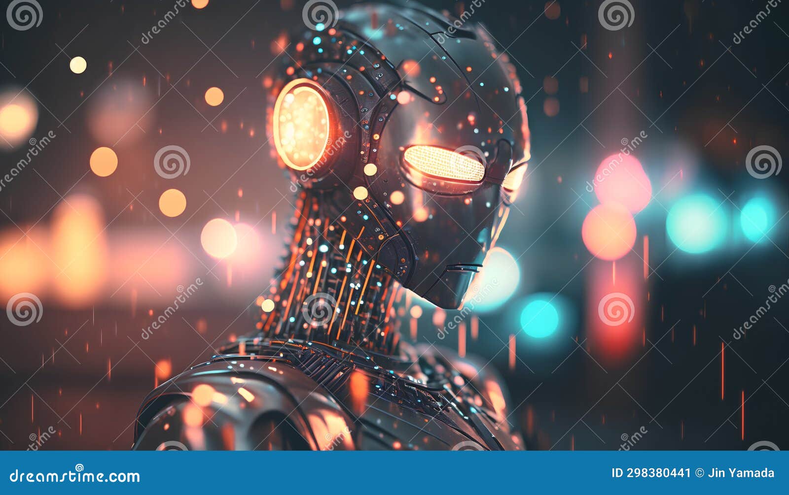 3d Rendering of Futuristic Robot with Glowing Lights in the Background ...