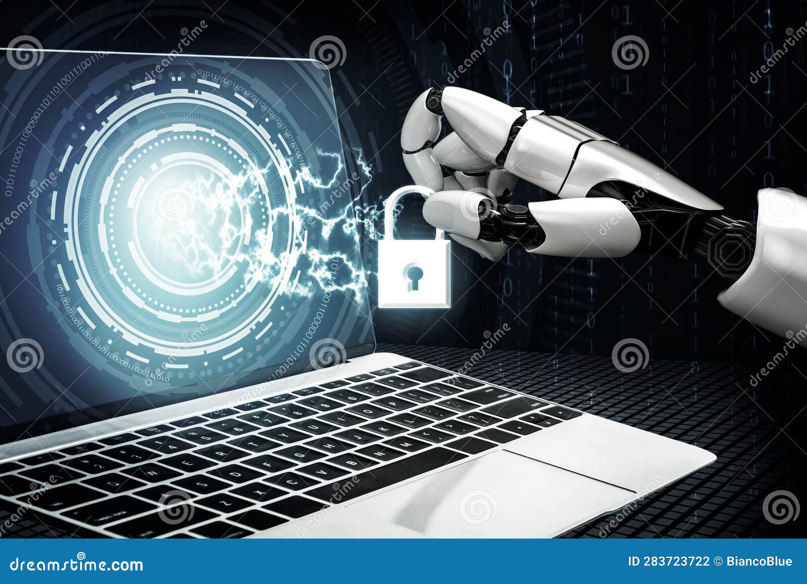 Futuristic Robot Artificial Intelligence Concept. 3D Illustration ...