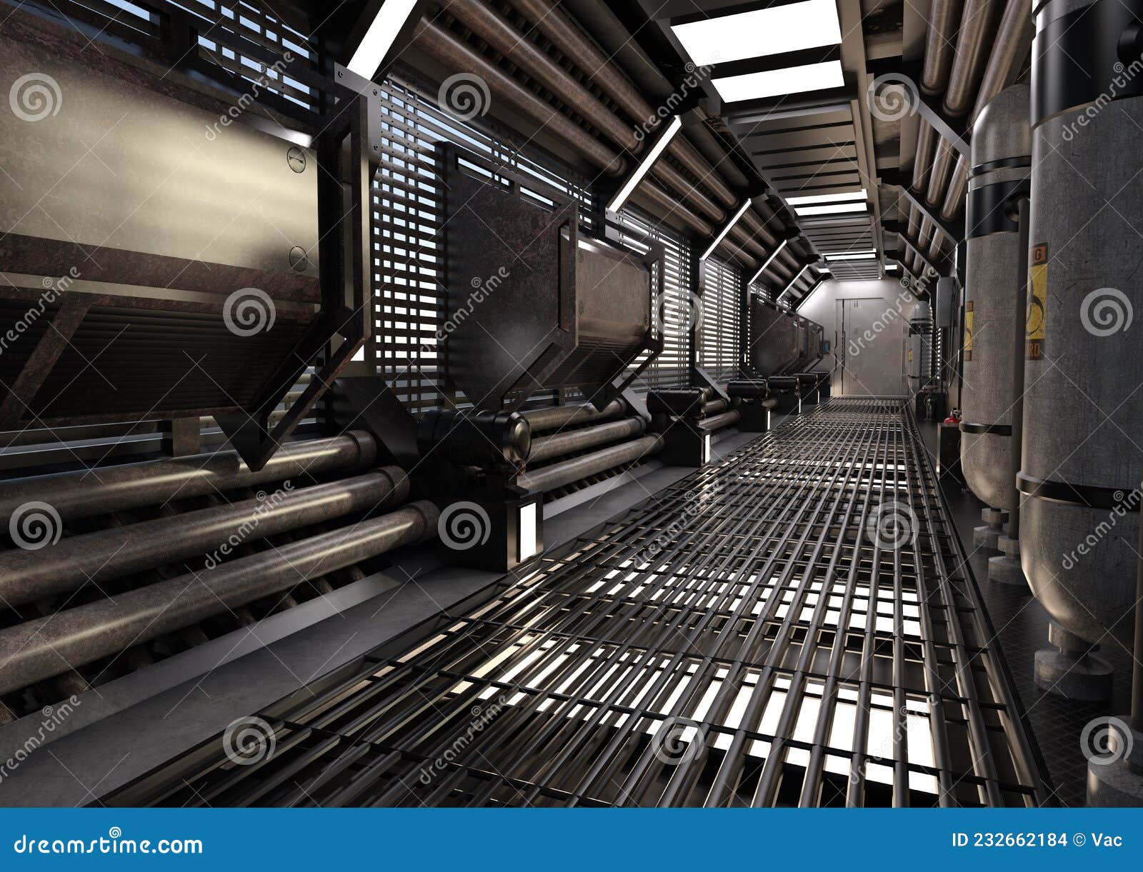 3D Rendering Science Fiction Hall Stock Illustration - Illustration of ...