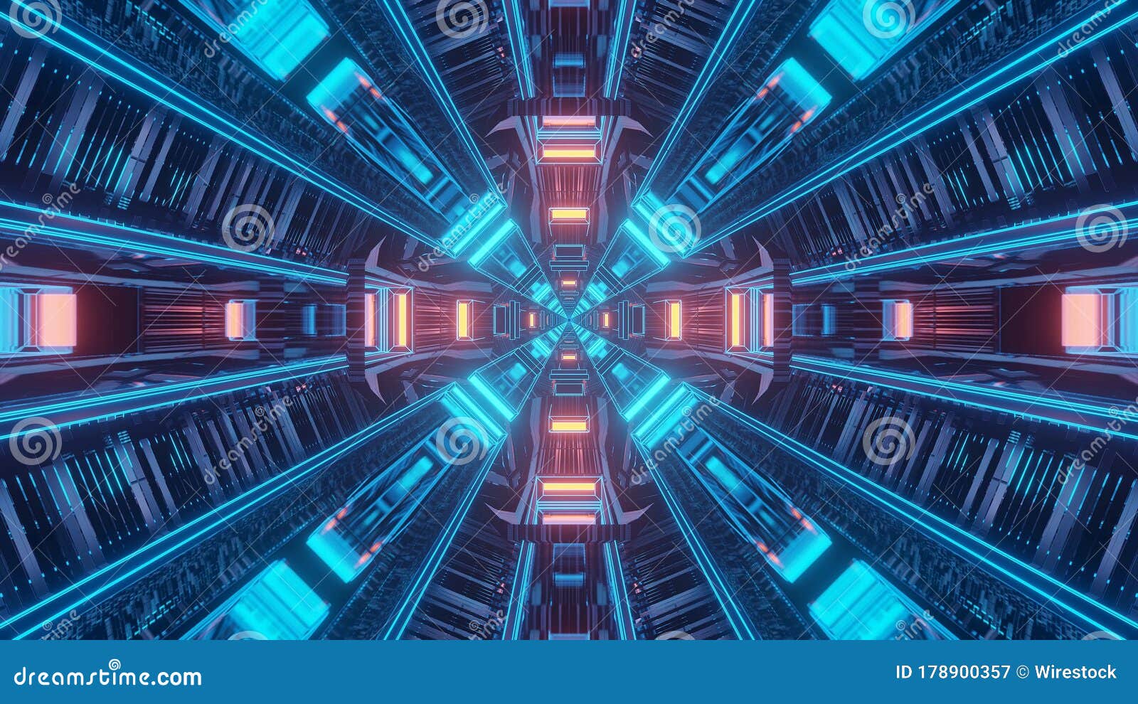 3D Rendering Futuristic Sci-fi Techno Lights- a Cool Background Stock Illustration ...