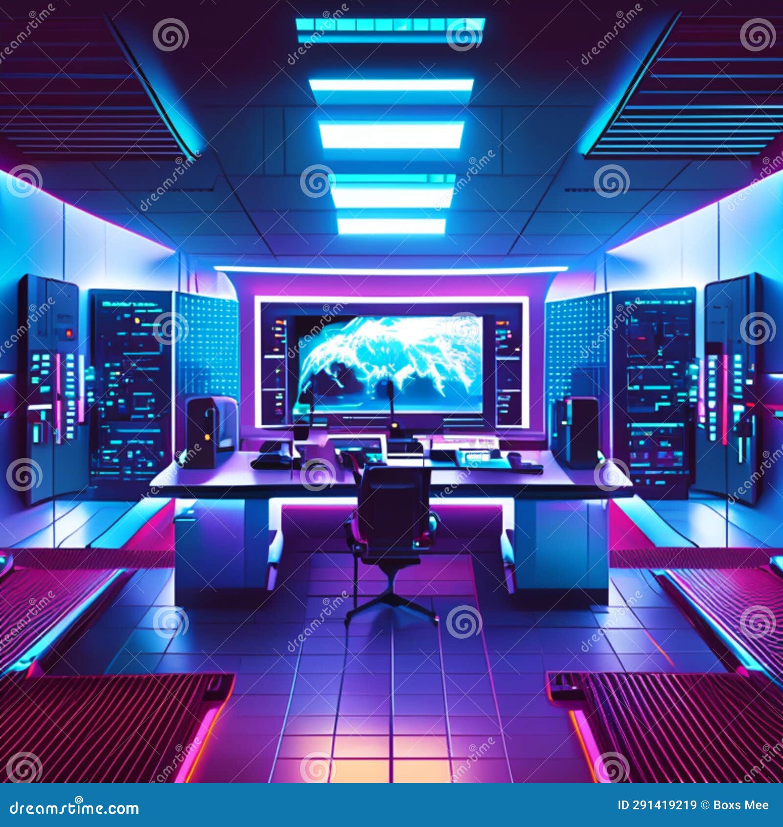 3D Rendering of a Futuristic Server Room with Computers and Servers ...