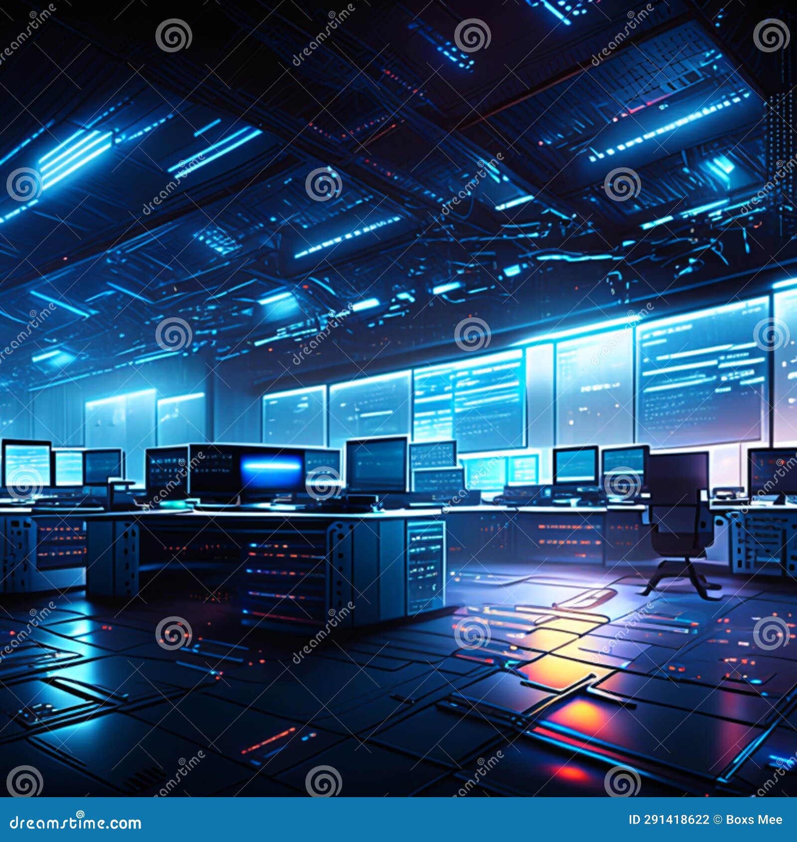 3D Rendering of a Futuristic Server Room. High Resolution Image Stock ...