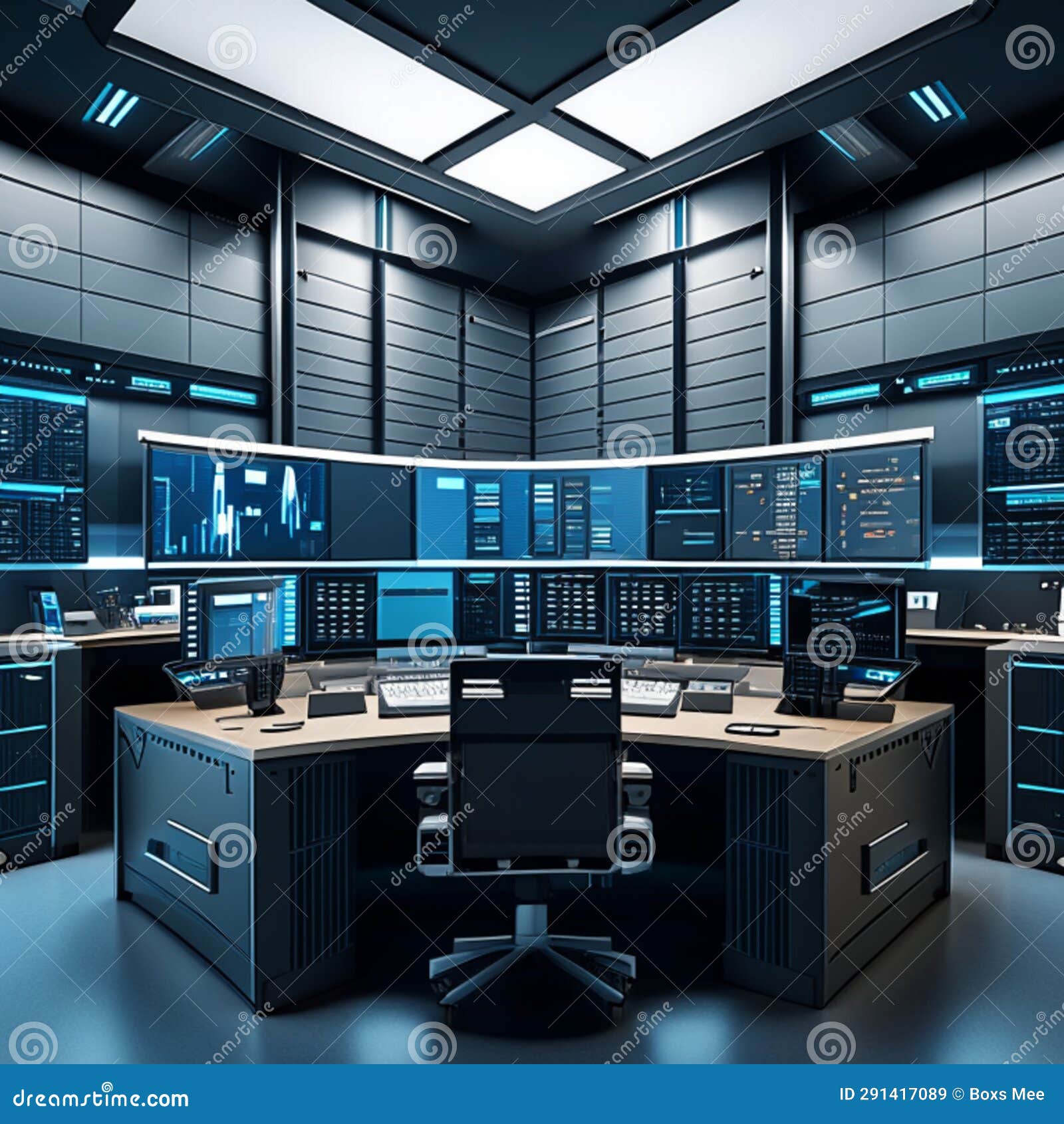 3D Rendering of a Futuristic Server Room with Servers and Computers. AI ...