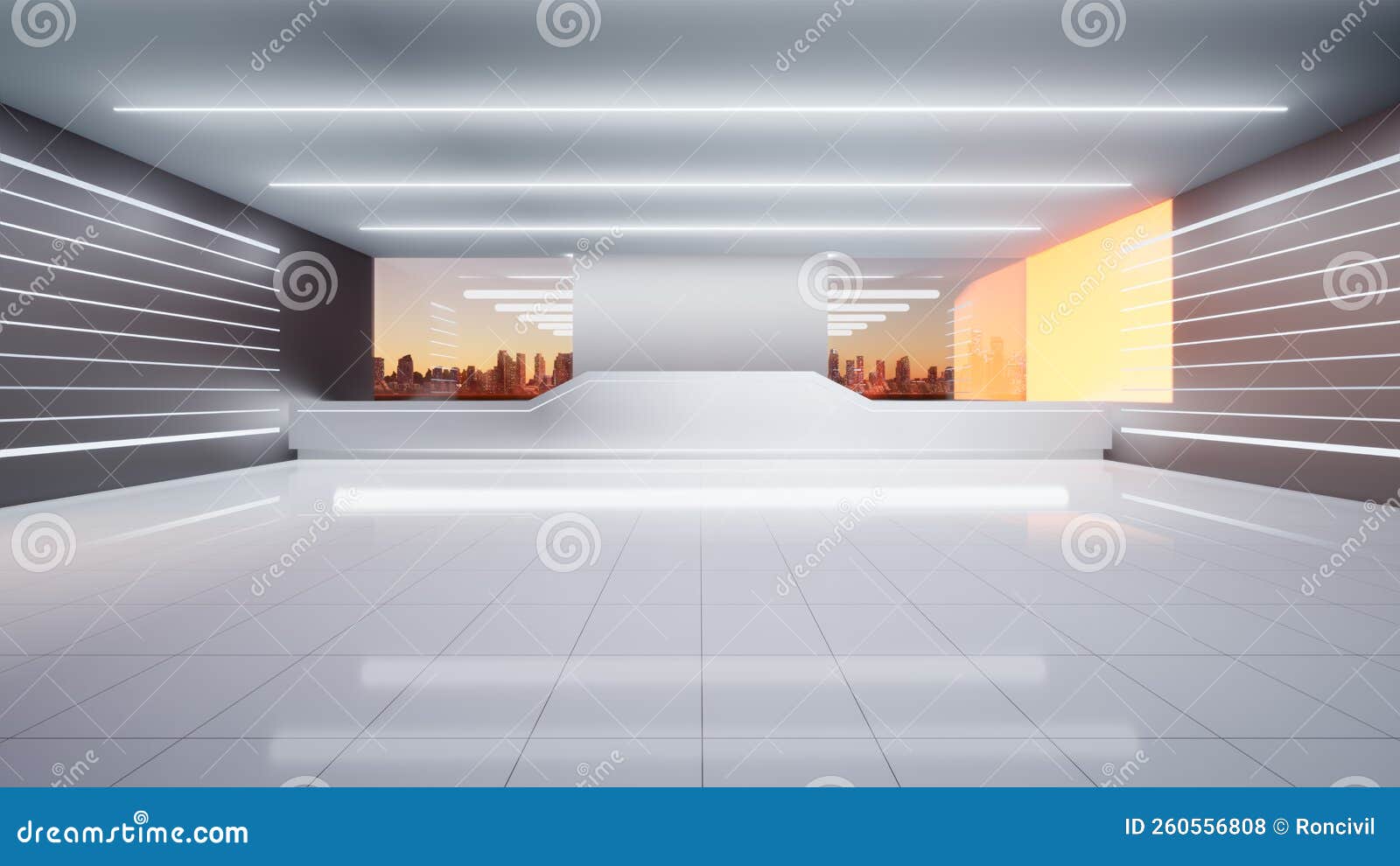 3d Rendering of Futuristic Showroom for Background. Stock Illustration ...