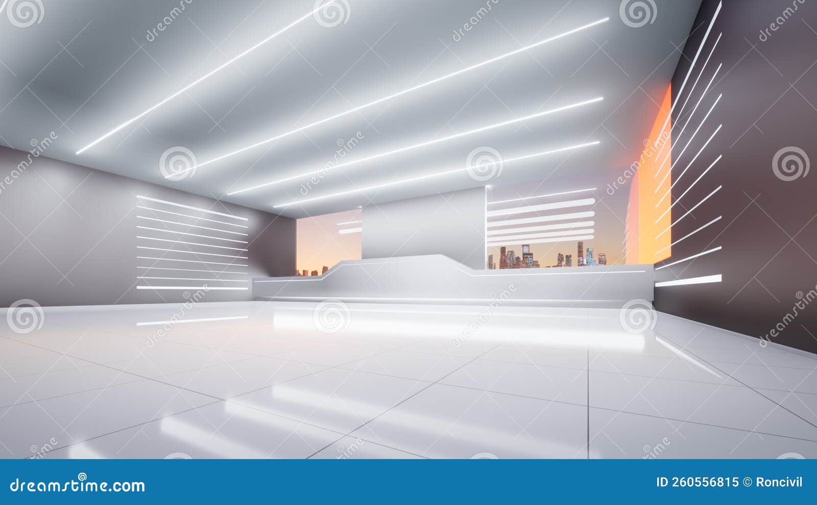 3d Rendering of Futuristic Showroom for Background. Stock Illustration ...