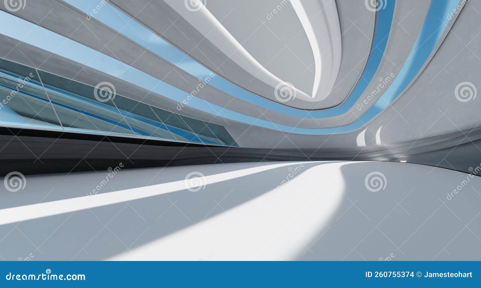 3D Rendering Futuristic Streamlined Interior Space Design Stock ...