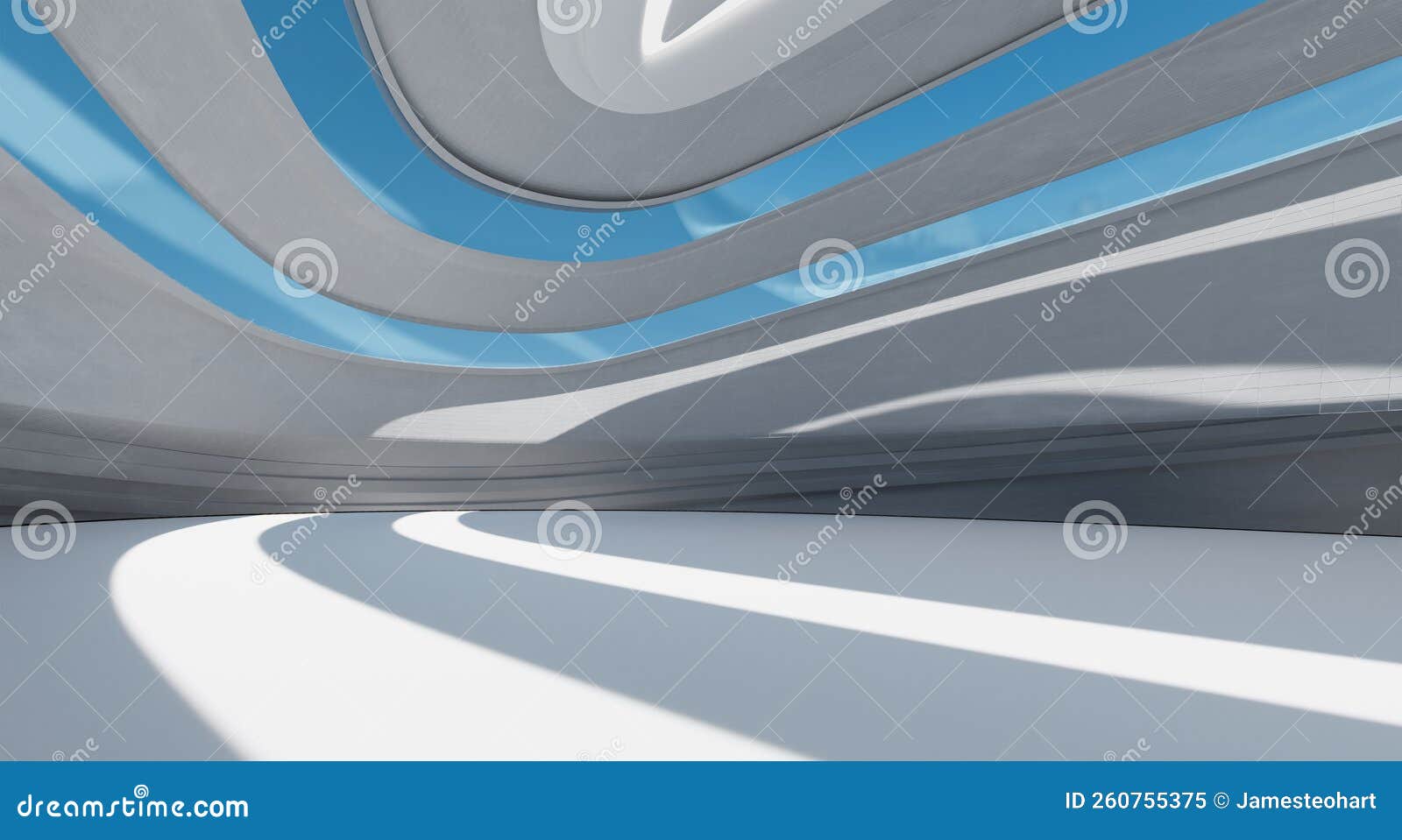 3D Rendering Futuristic Streamlined Interior Space Design Stock ...