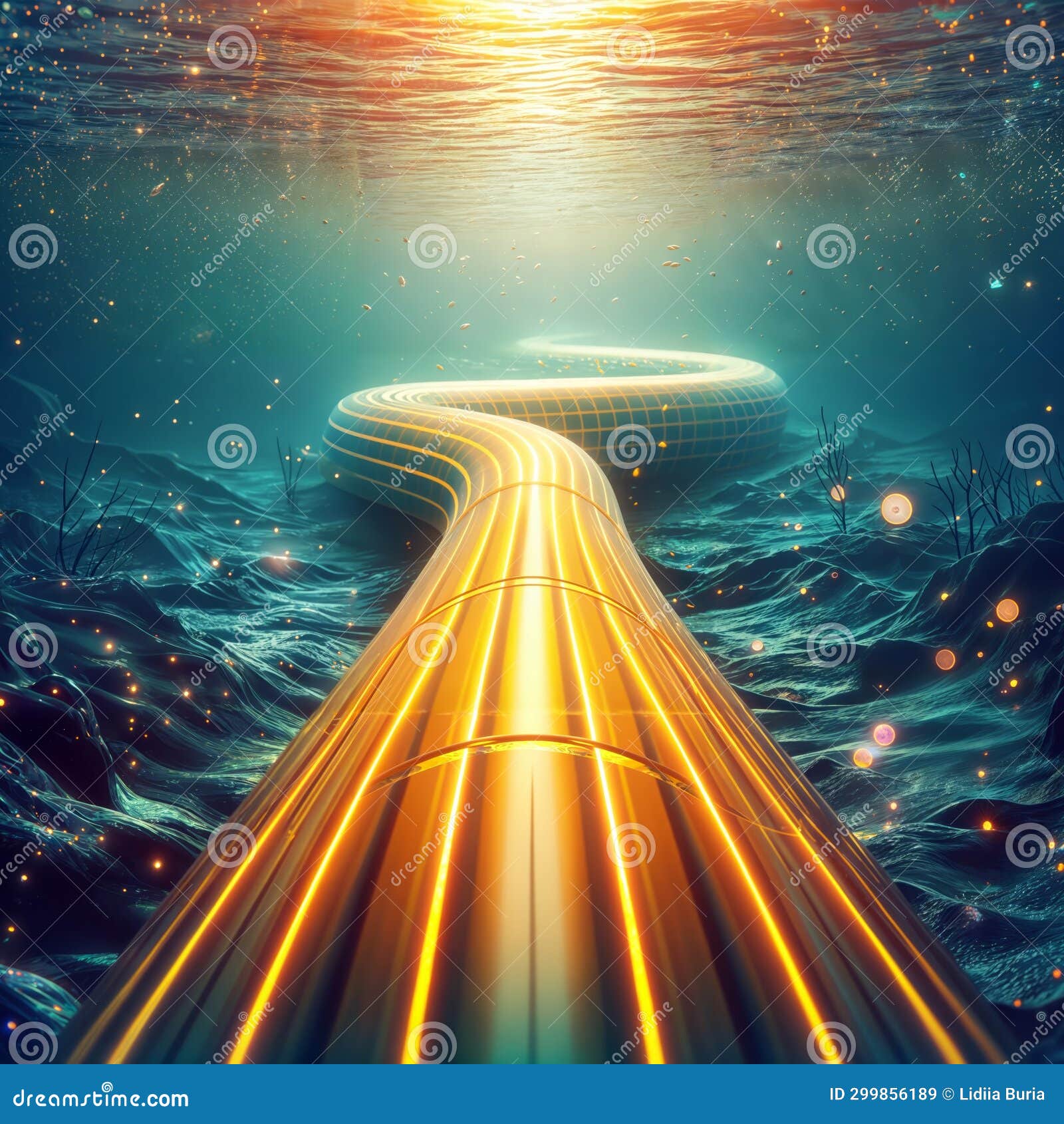 3d Rendering of a Futuristic Submarine Cable in the Sea, Generative Ai ...