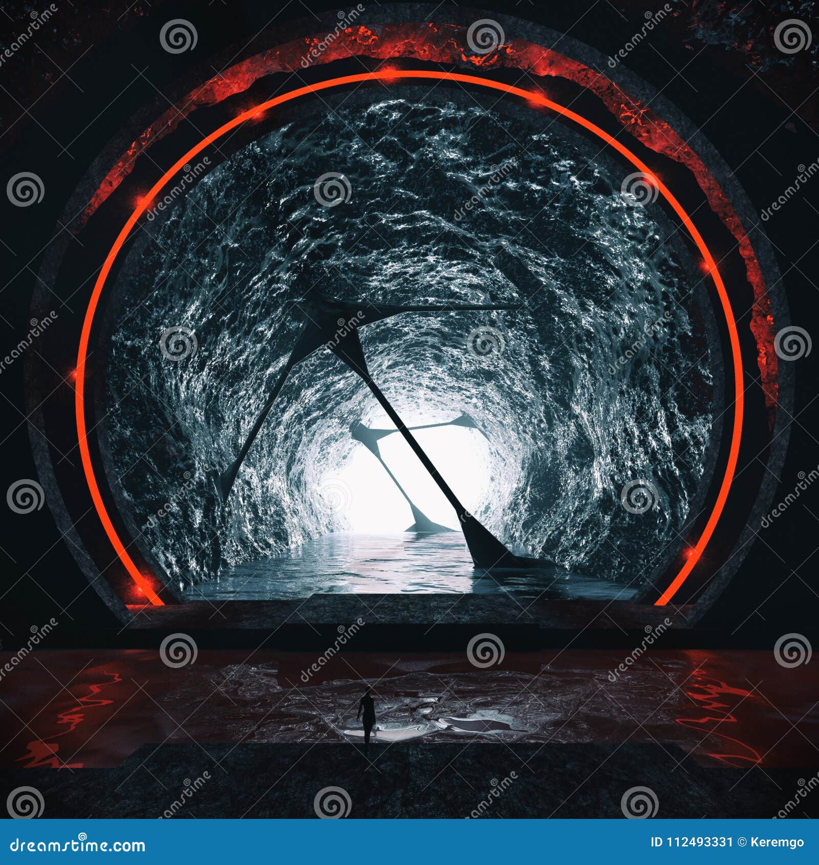3D Rendering of Futuristic Underground Tunnel Stock Illustration ...
