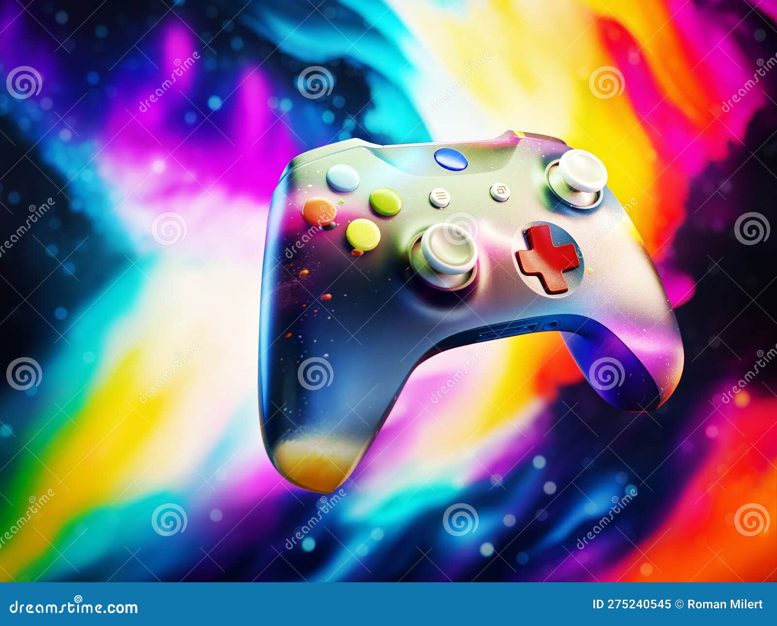 Game Controller in Abstract Splashy Colors Stock Illustration - Illustration of play, gadget ...