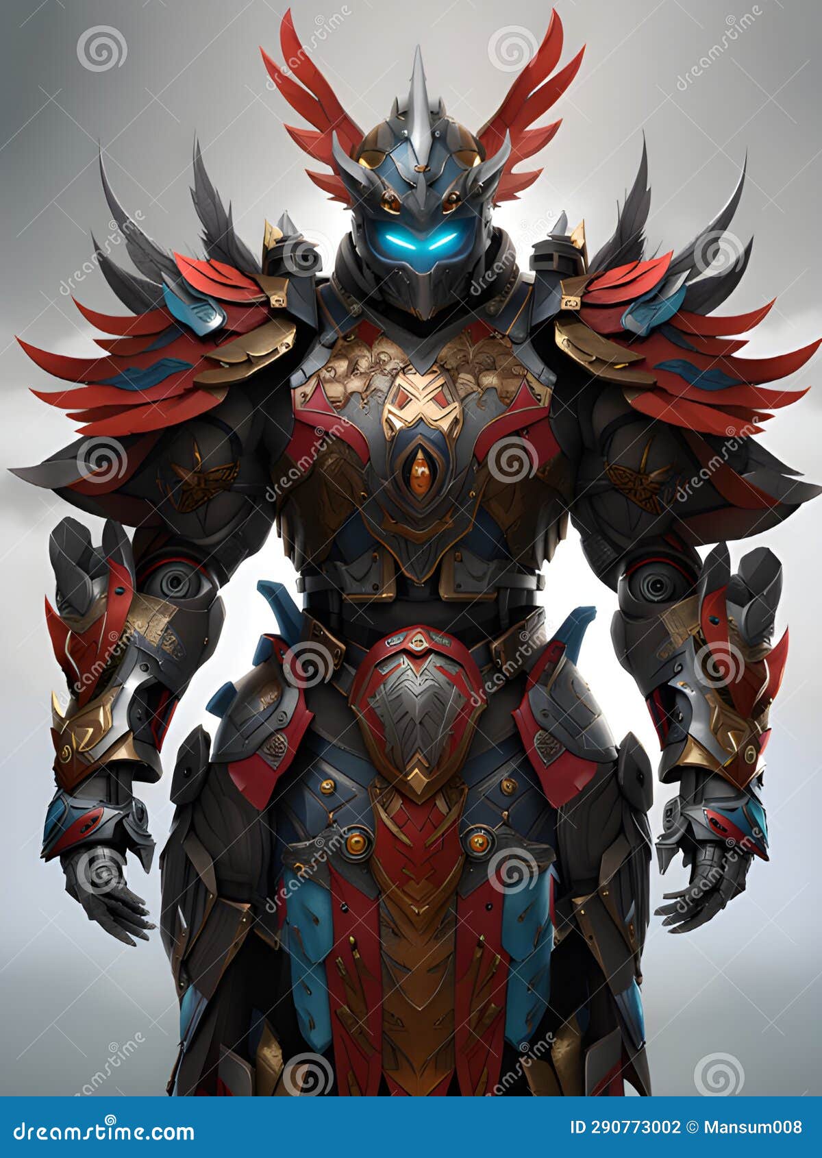 A 3d Rendering of a Garuda Warrior with Wings Stock Illustration ...