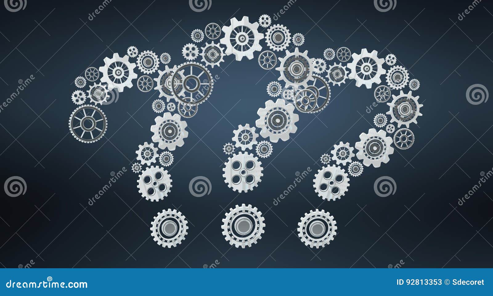 3D Rendering Gear Icons Question Mark Flying Royalty-Free Stock Image ...