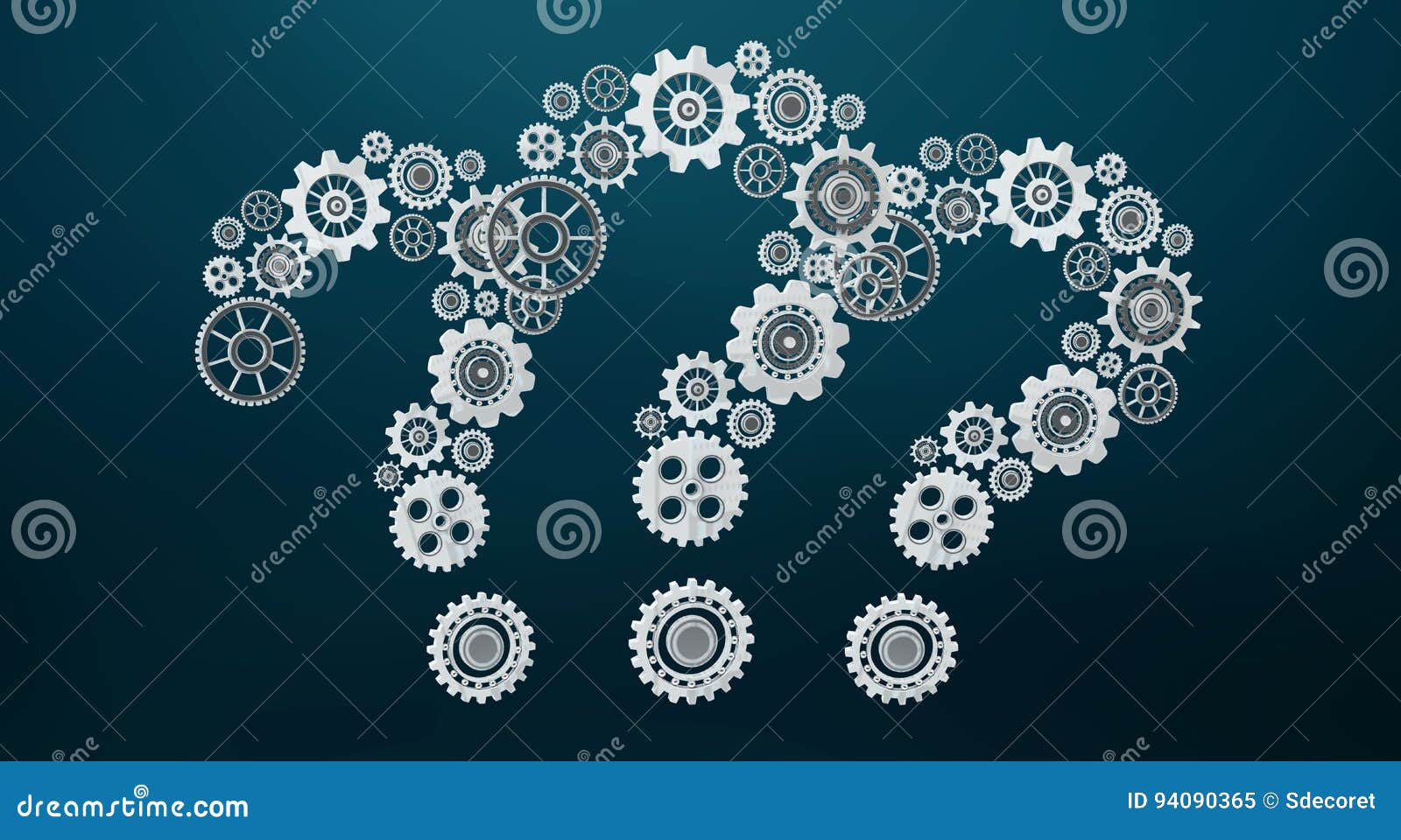 3D Rendering Gear Icons Question Mark Flying Stock Illustration ...