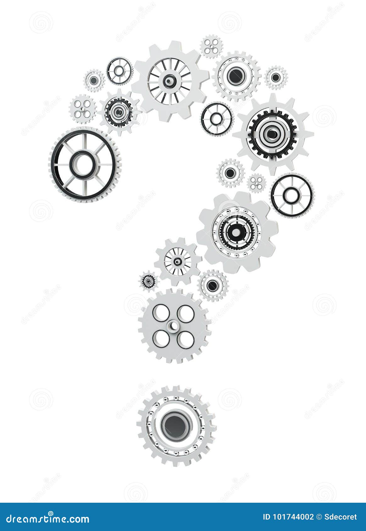 3D Rendering Gear Icons Question Mark Flying Royalty-Free Stock Image ...