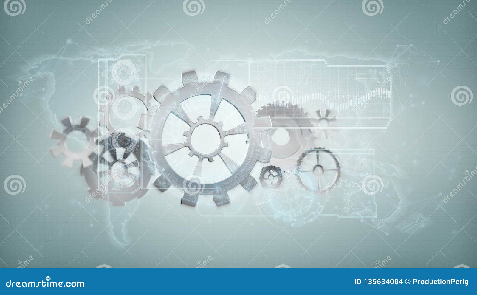 3d Rendering Gear Wheel Interface on a Background Stock Illustration ...