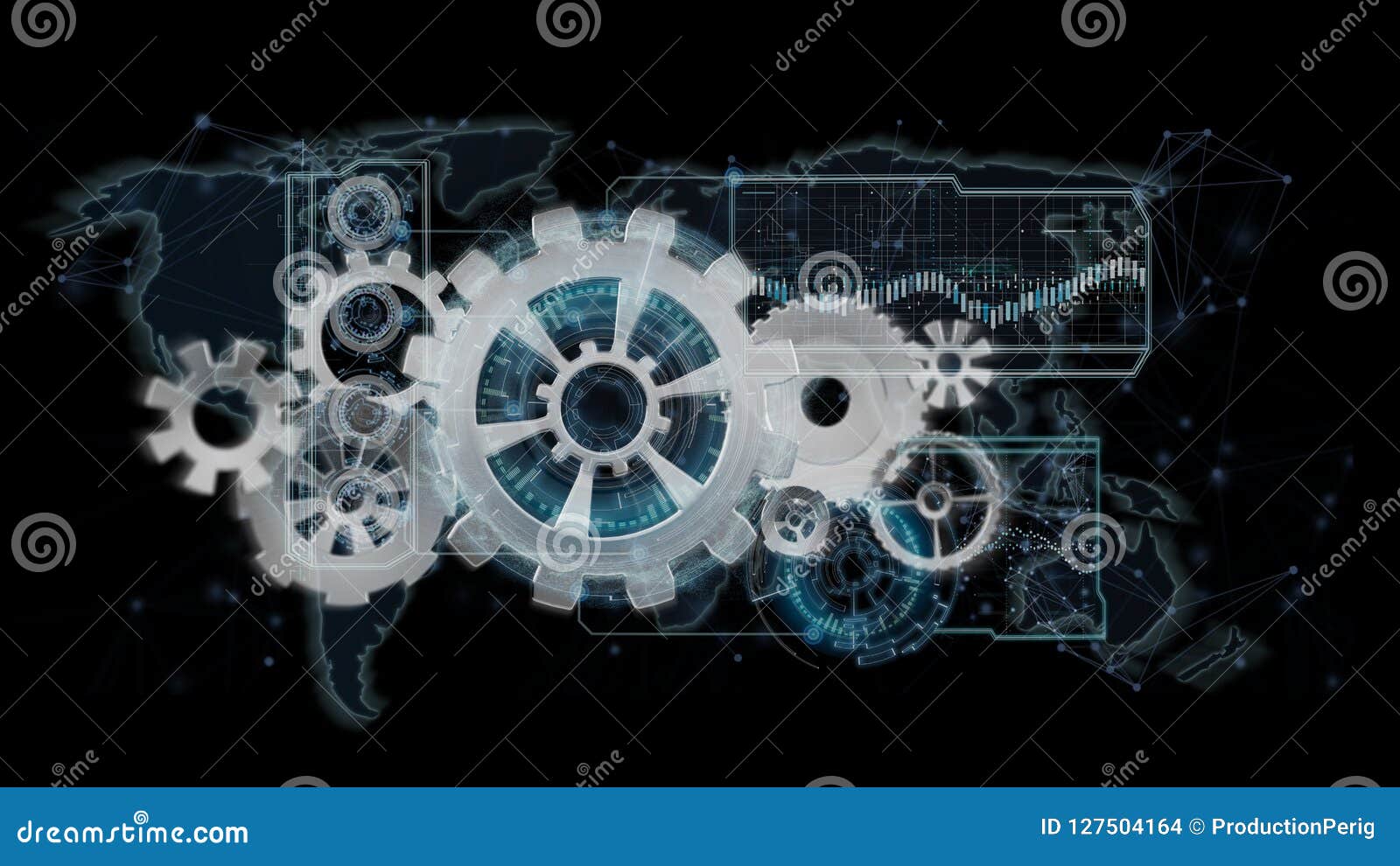 3d Rendering Gear Wheel Interface Isolated on a Background Stock ...