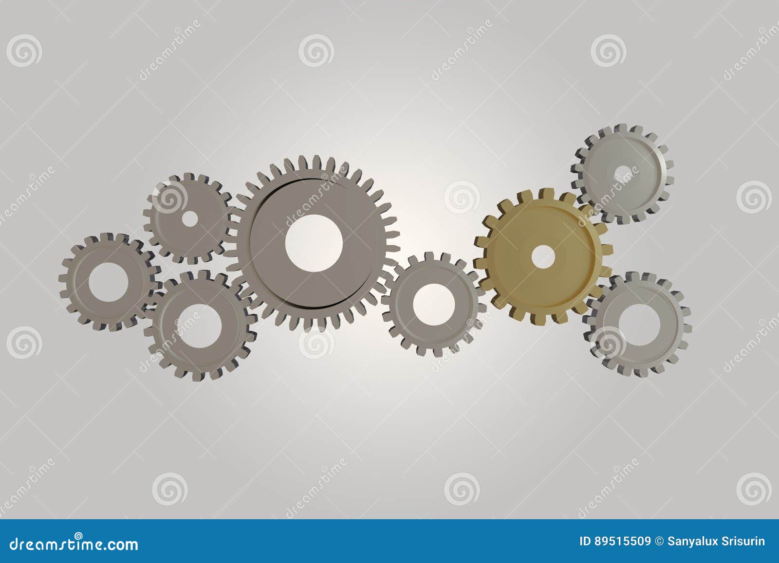 3D Rendering of Gear Wheels, Teamwork, Process on White Stock ...