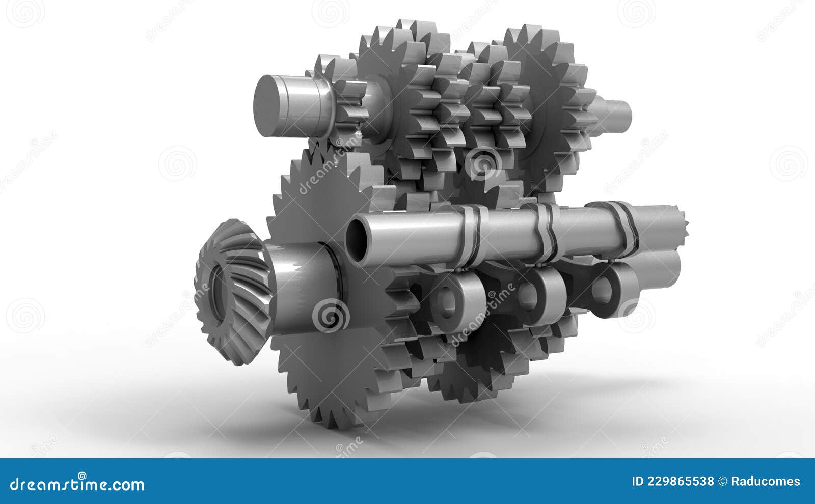 3D Rendering - Gears on Shaft Assembly Stock Illustration ...