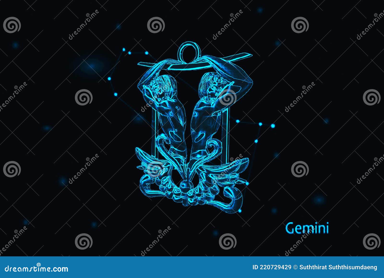 Gemini zodiac Sign. stock vector. Illustration of magic - 220729429