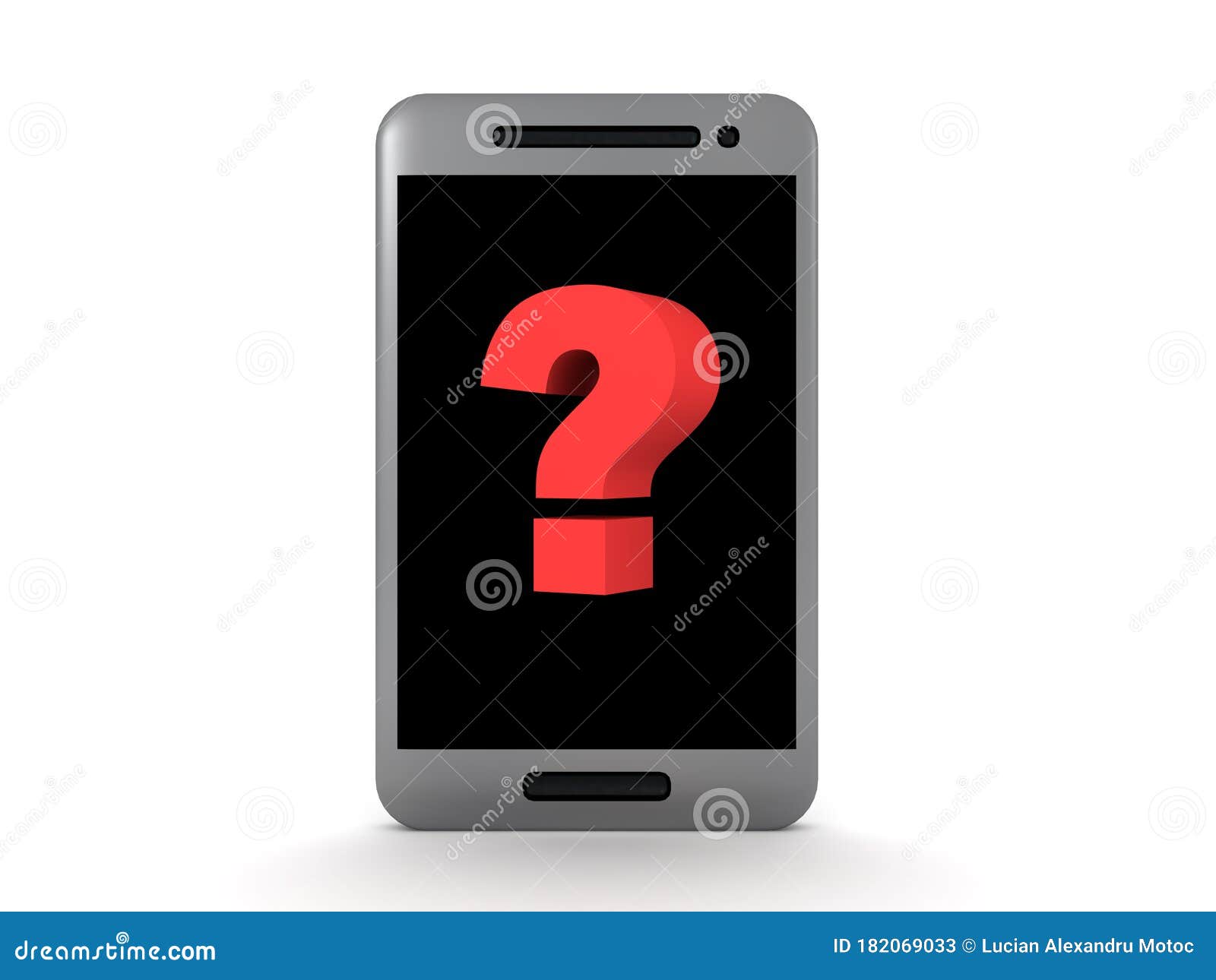 3D Rendering Of Generic Smartphone With Question Mark On It Royalty ...