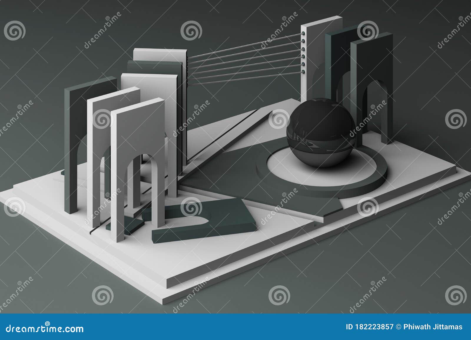 3d Rendering Geometric Composition Stock Illustration - Illustration of ...
