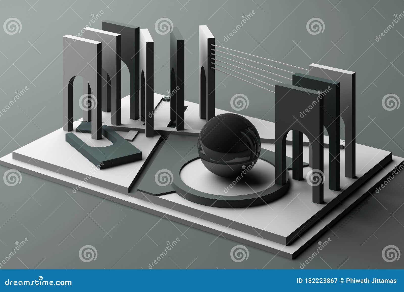 3d Rendering Geometric Composition Stock Illustration - Illustration of ...