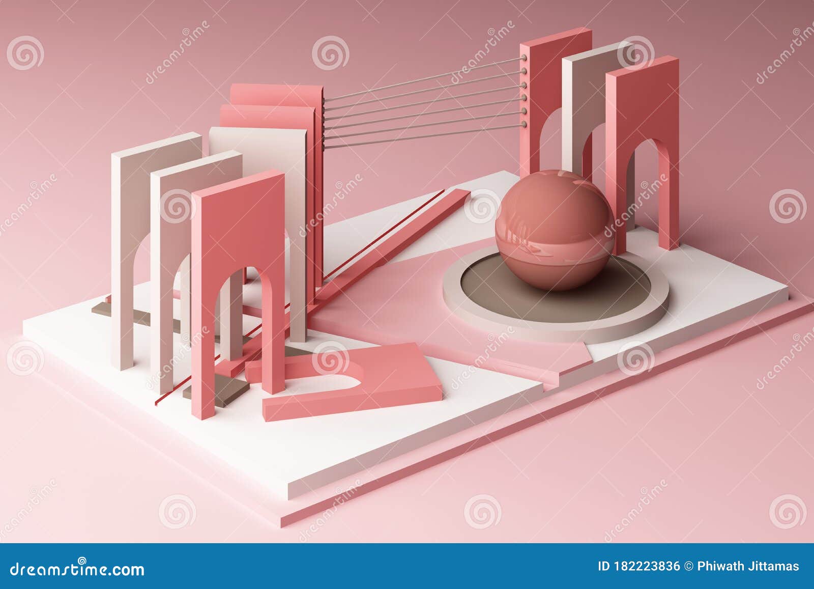 3d Rendering Geometric Composition Stock Illustration - Illustration of ...