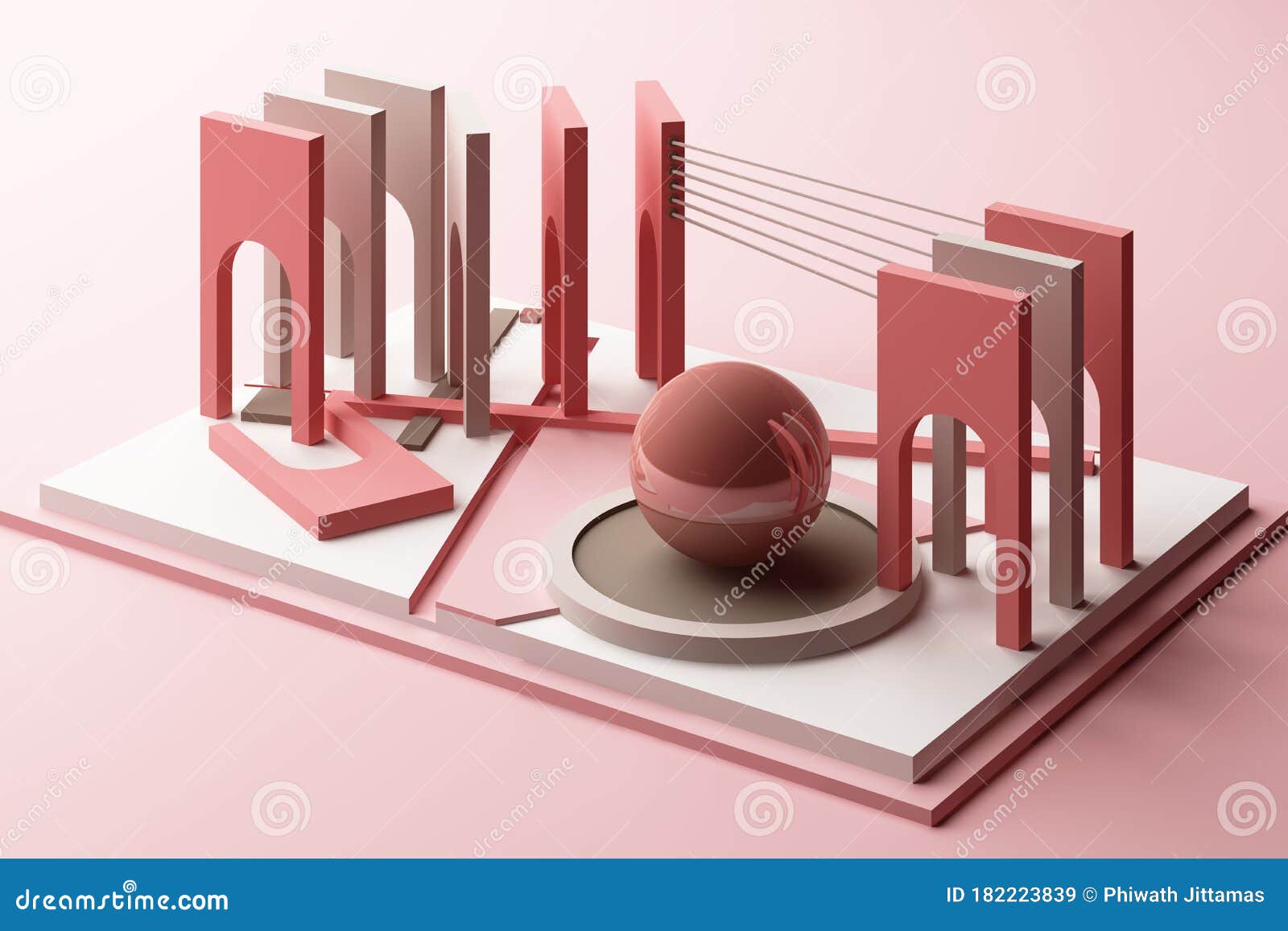 3d Rendering Geometric Composition Stock Illustration - Illustration of ...
