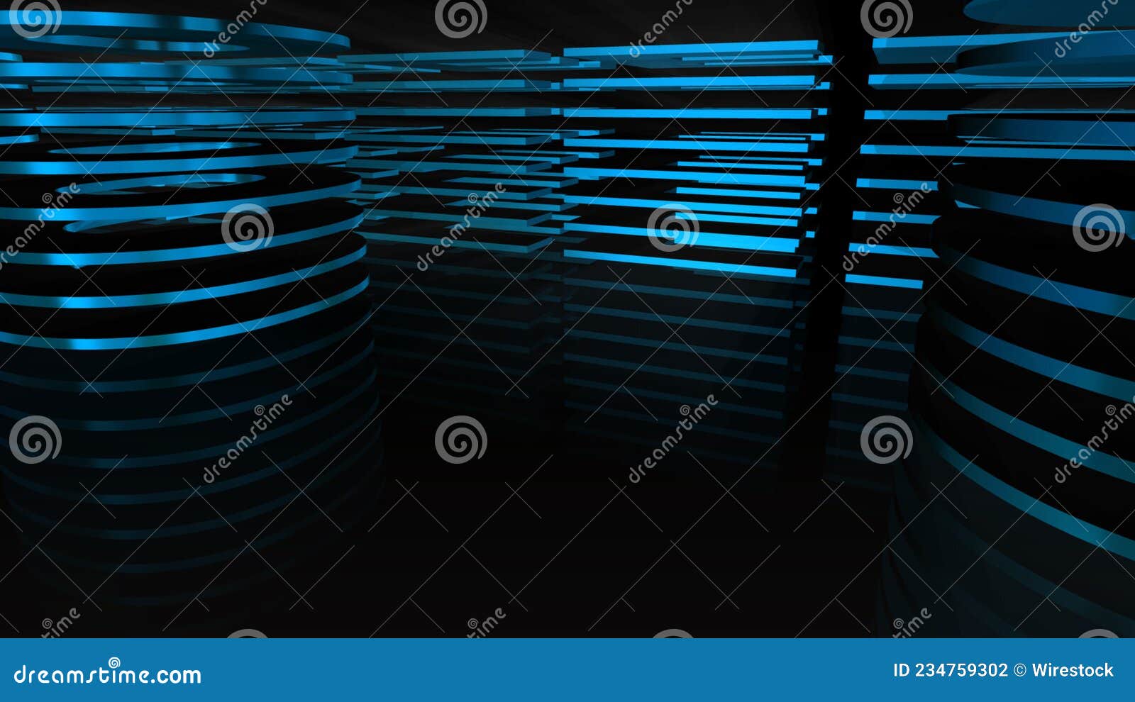 3d Rendering of a Geometric Metal Future Cityscape Over Black ...