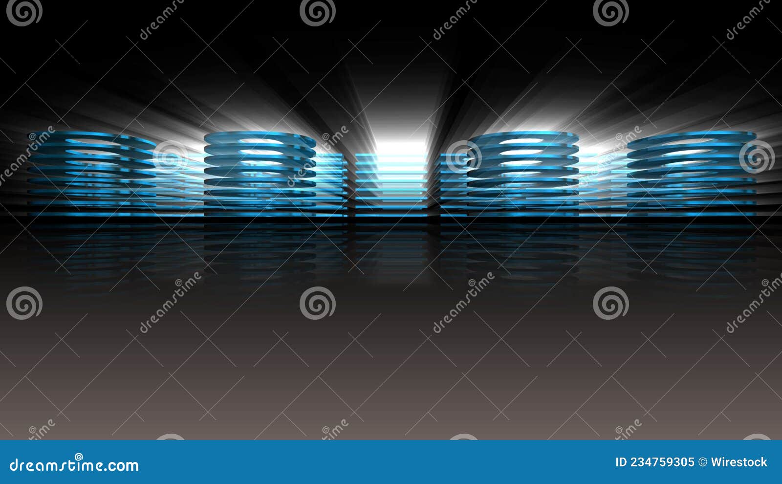 3d Rendering of a Geometric Metal Future Cityscape Over Black ...