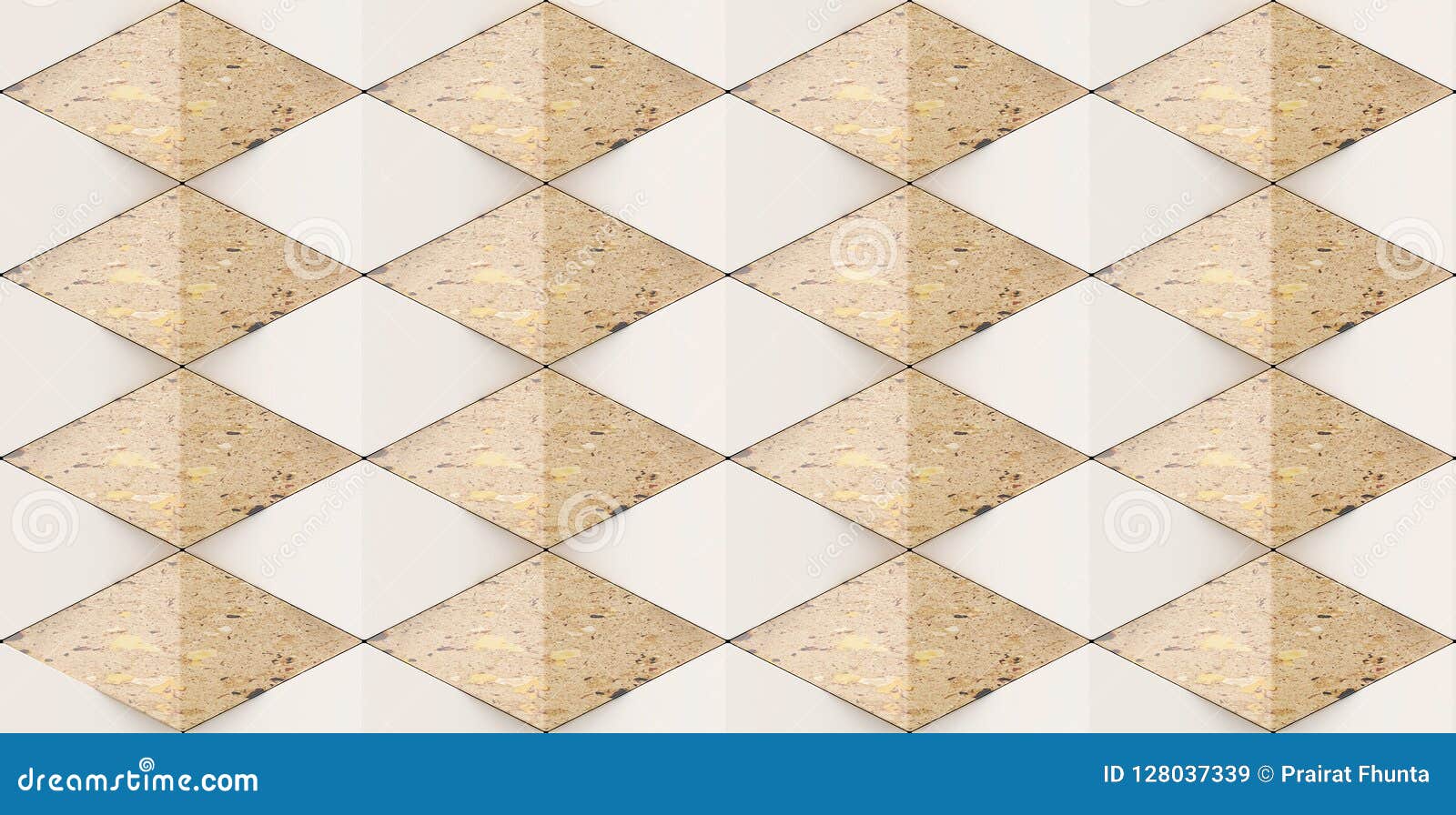3D Rendering of Geometric Rhombus Shapes, Material Brown Marble for ...