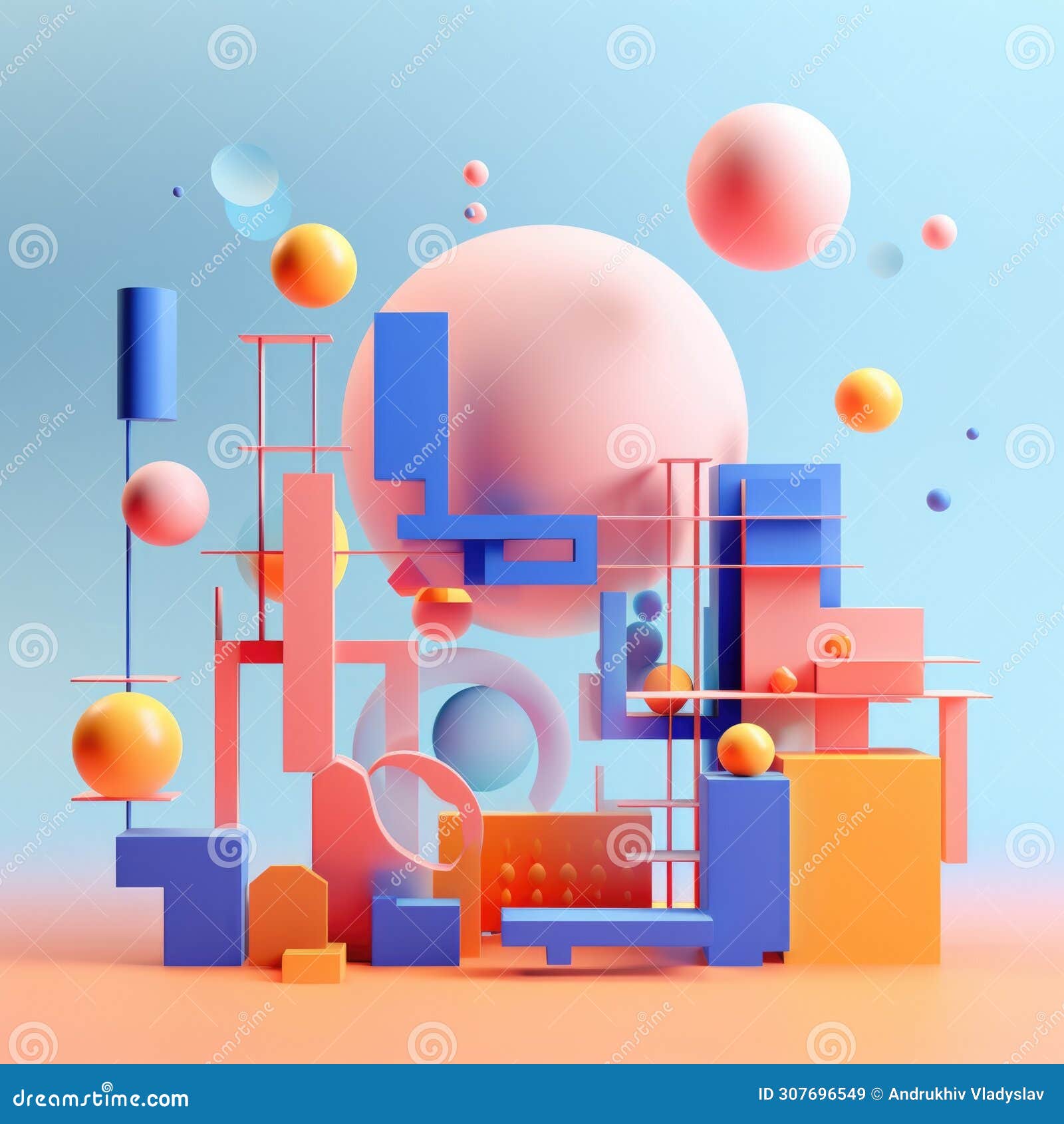 3d Rendering, Geometric Shape, Colorful Background, Digital ...