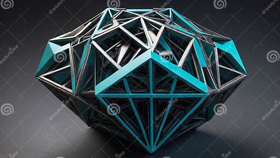 3d Rendering of Geometric Shapes in Low Poly Style on Black Background ...