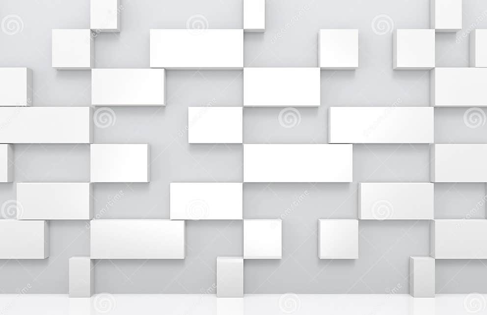3d Rendering. Geometric Square Rectangle Shape Box Stack on Gray Wall ...