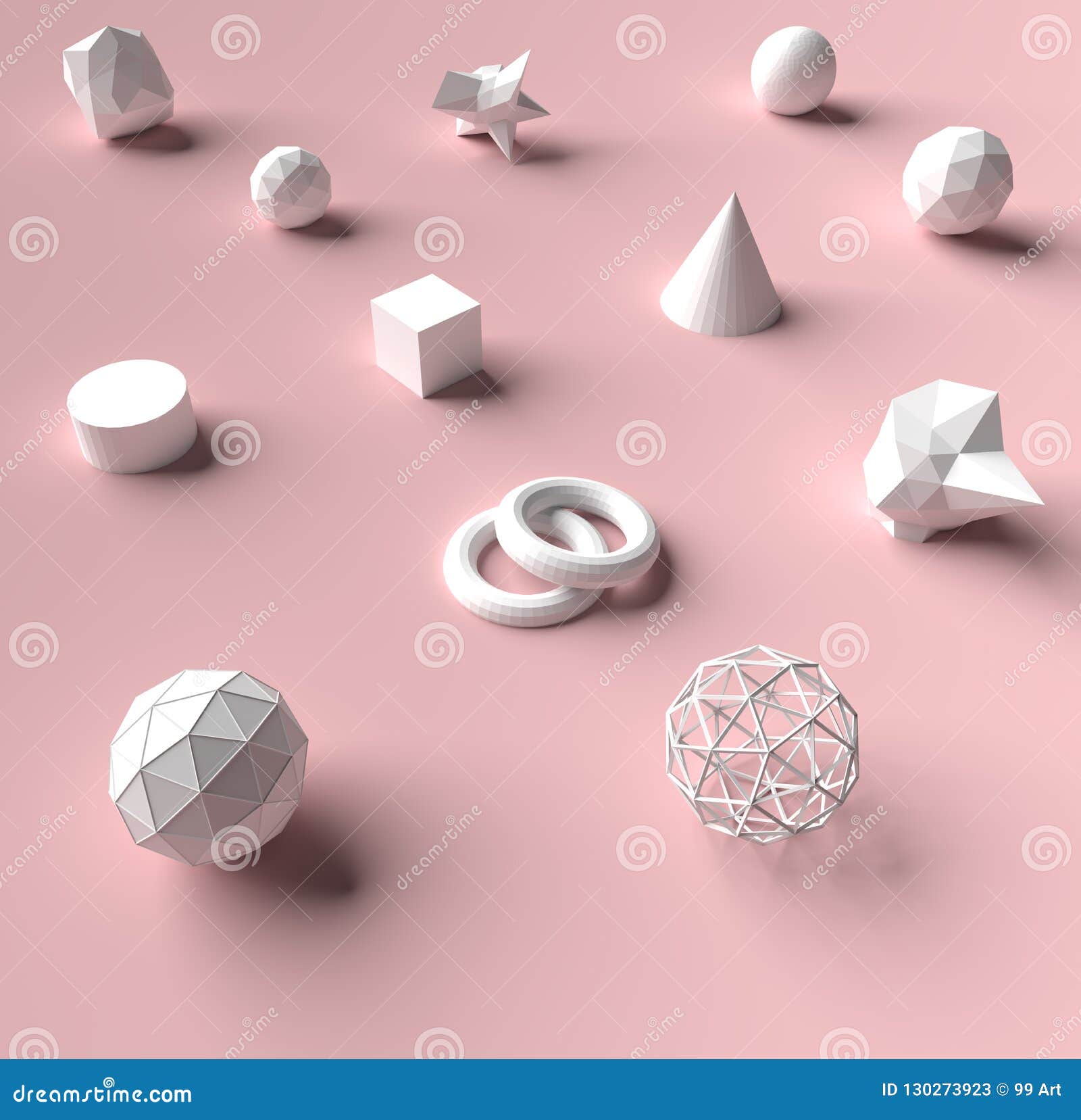 3d Rendering Geometry on Pink Color Background and Texture. Stock ...