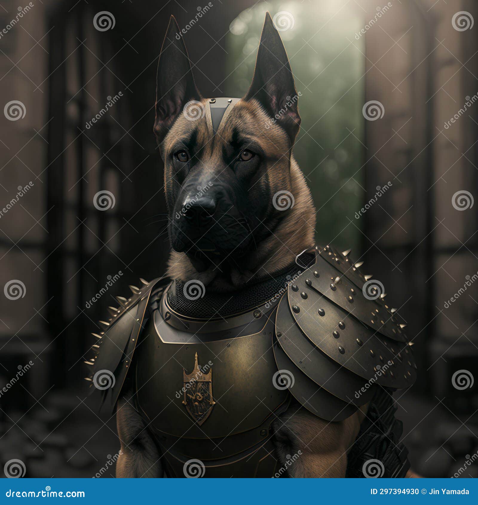 3D Rendering of a German Shepherd Dog Wearing a Medieval Armor. Stock ...