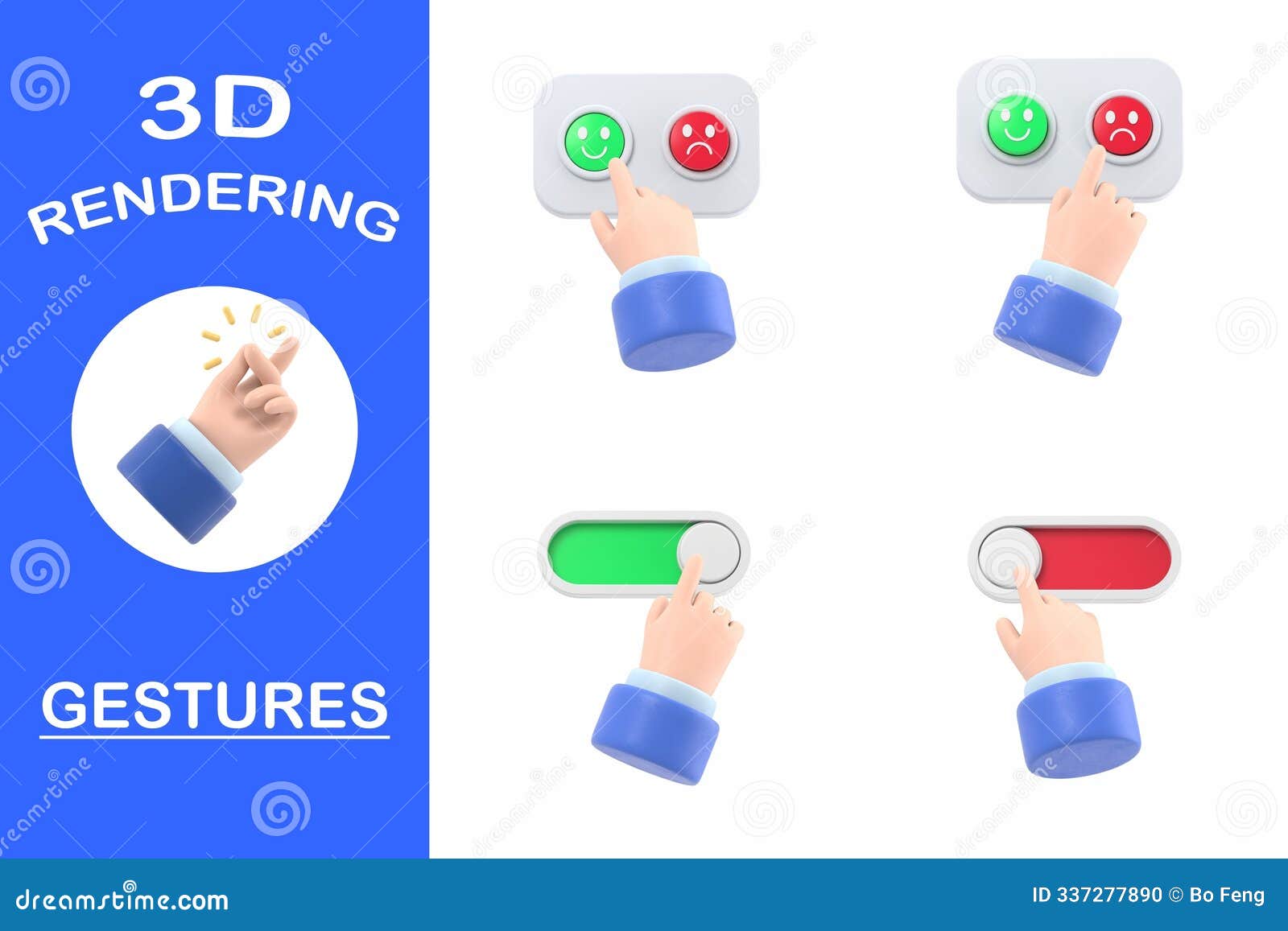 3d Rendering Gestures Collection,Cartoon Gesture Icon Mockup.3d Render ...