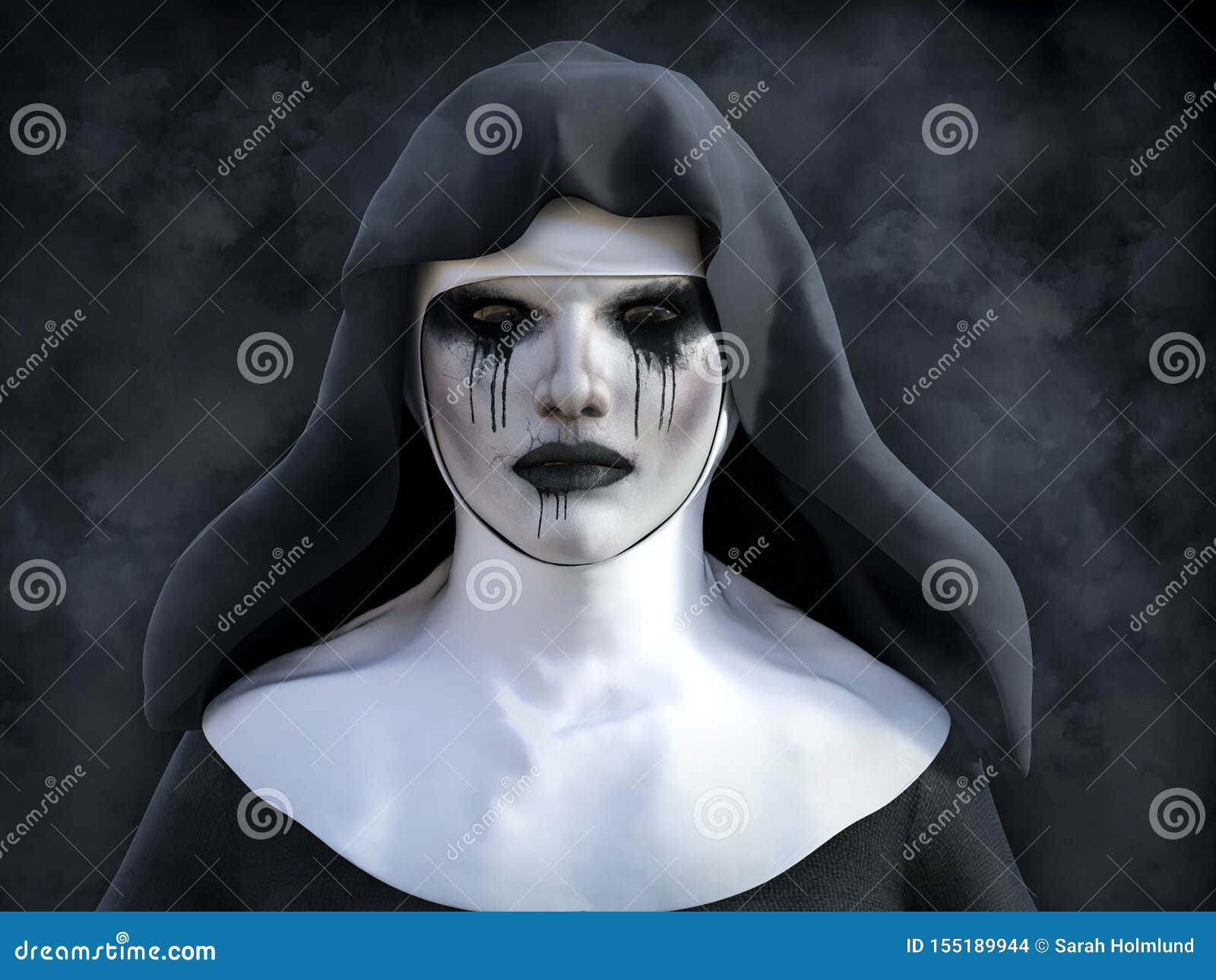 3D Rendering of a Ghost Nun or Demon Stock Illustration - Illustration ...