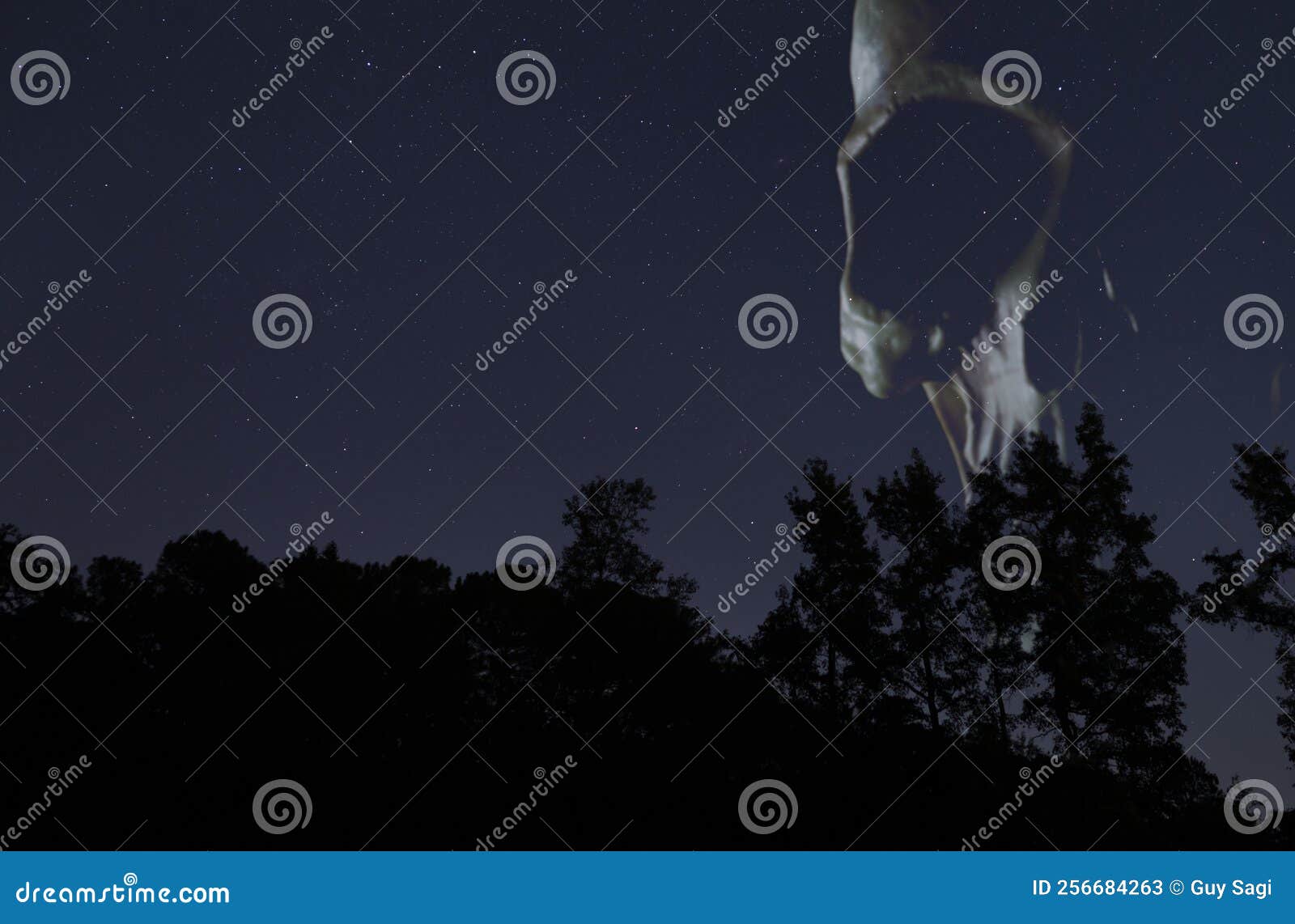 3D Rendering of a Ghost Rising on a Starry Night Stock Illustration ...