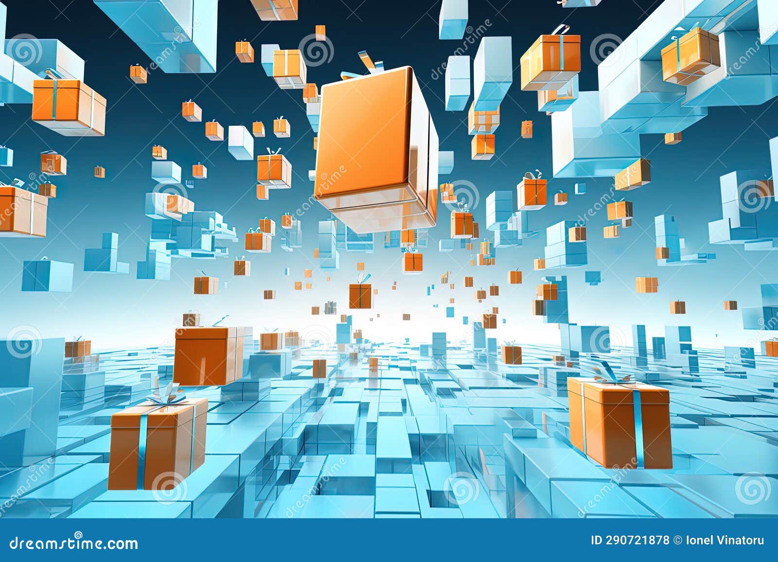 3D Rendering Gift Boxes for Cyber â€‹â€‹Monday Sales, with Floating Elements Stock Illustration ...