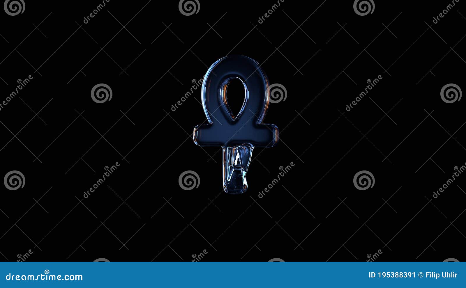 3d Rendering Glass Symbol of Ankh Isolated on Black with Reflection ...