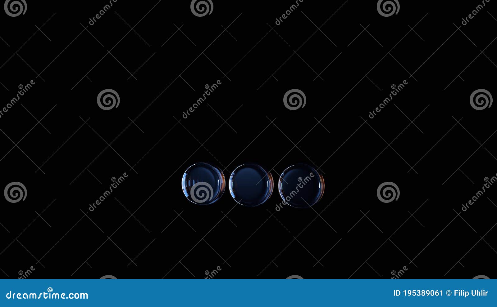 3d Rendering Glass Symbol of Ellipsis Horizontal Isolated on Black with ...