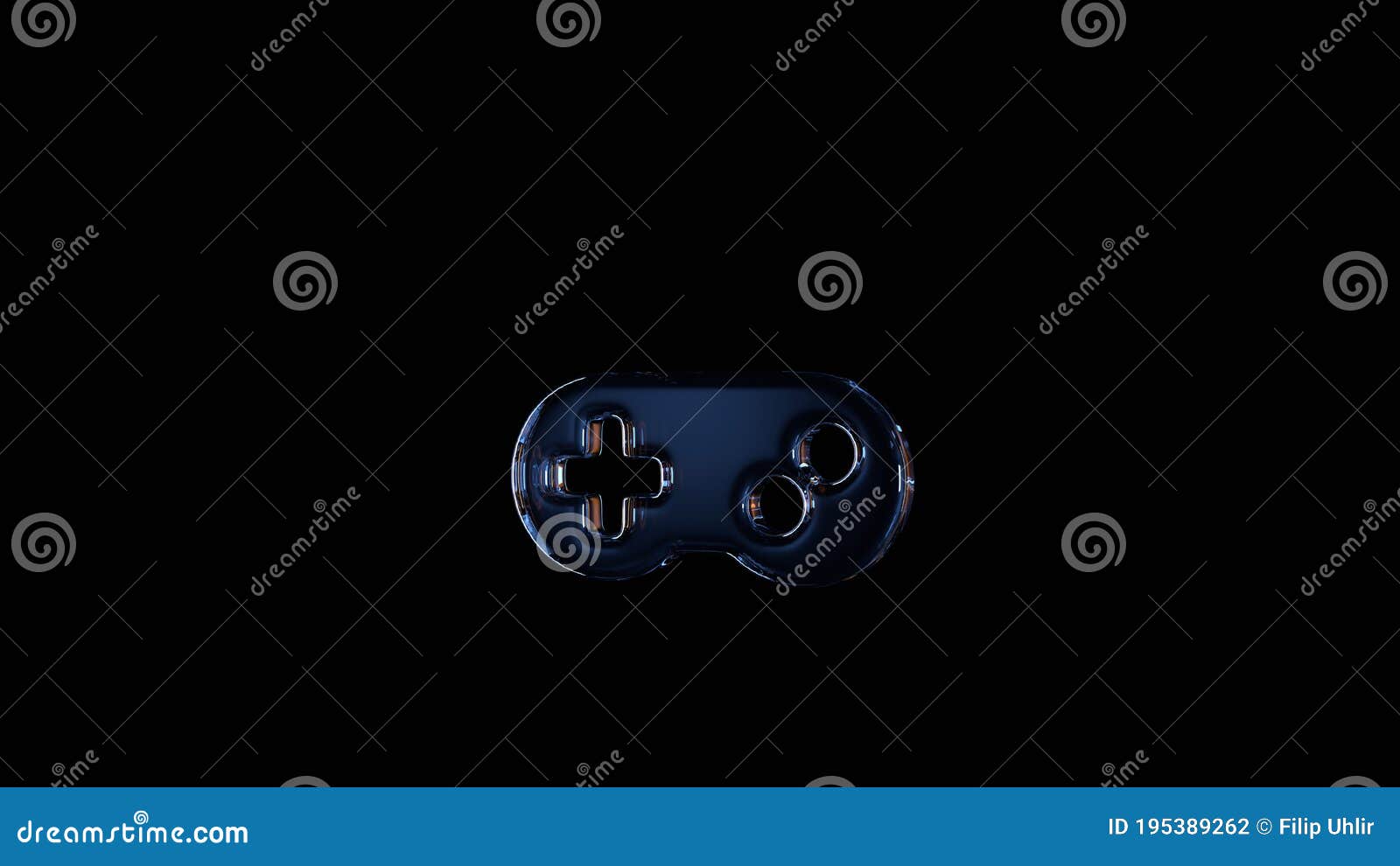 3d Rendering Glass Symbol of Gamepad Isolated on Black with Reflection ...