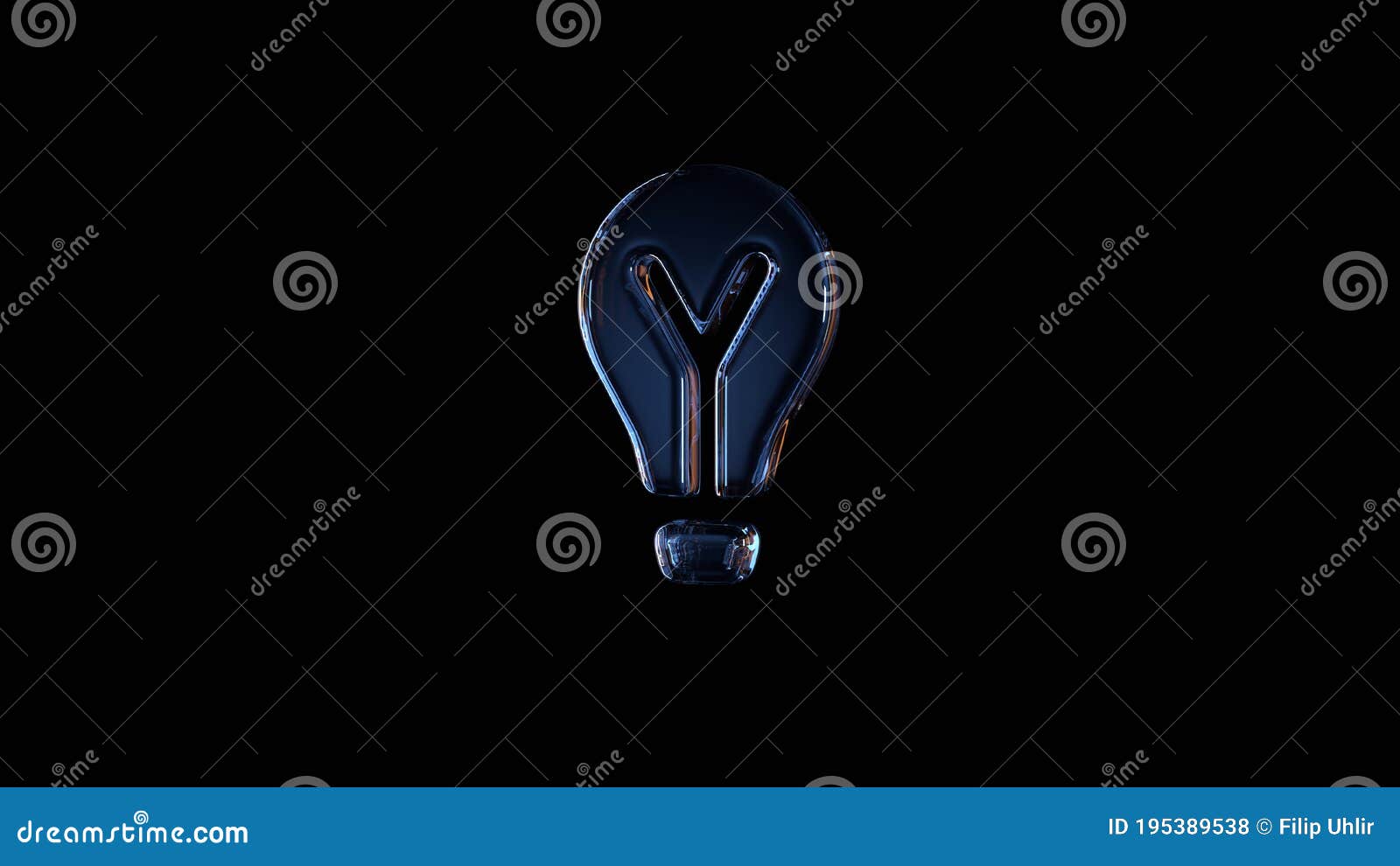 3d Rendering Glass Symbol of Light Bulb Isolated on Black with ...
