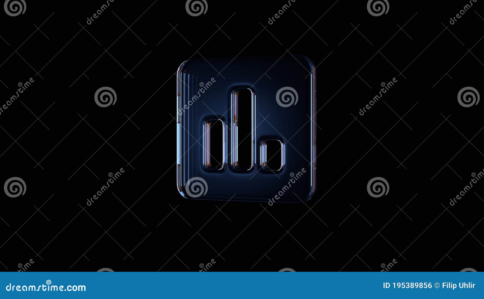 3d Rendering Glass Symbol of Poll Isolated on Black with Reflection ...
