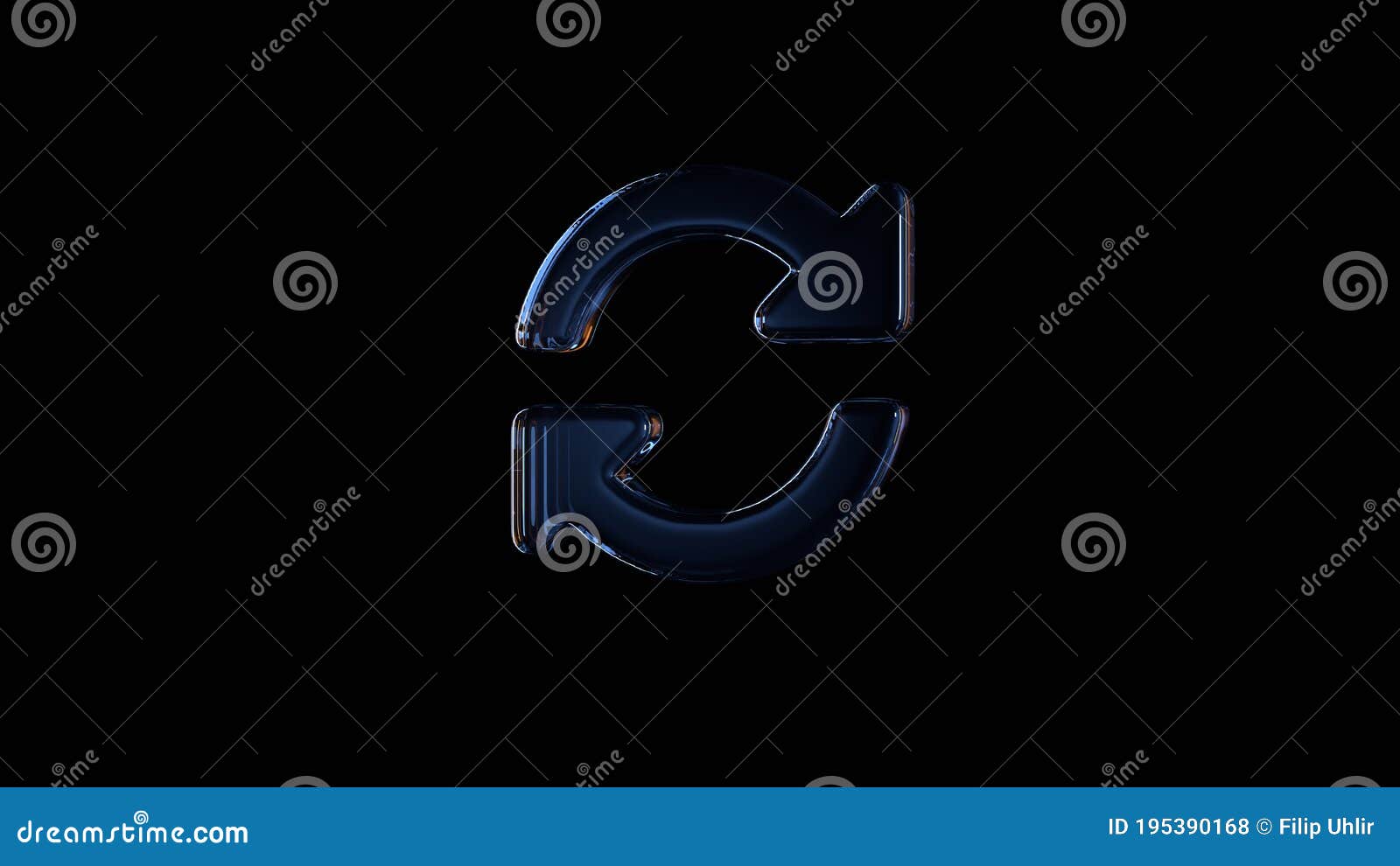 3d Rendering Glass Symbol of Sync Alt Isolated on Black with Reflection ...