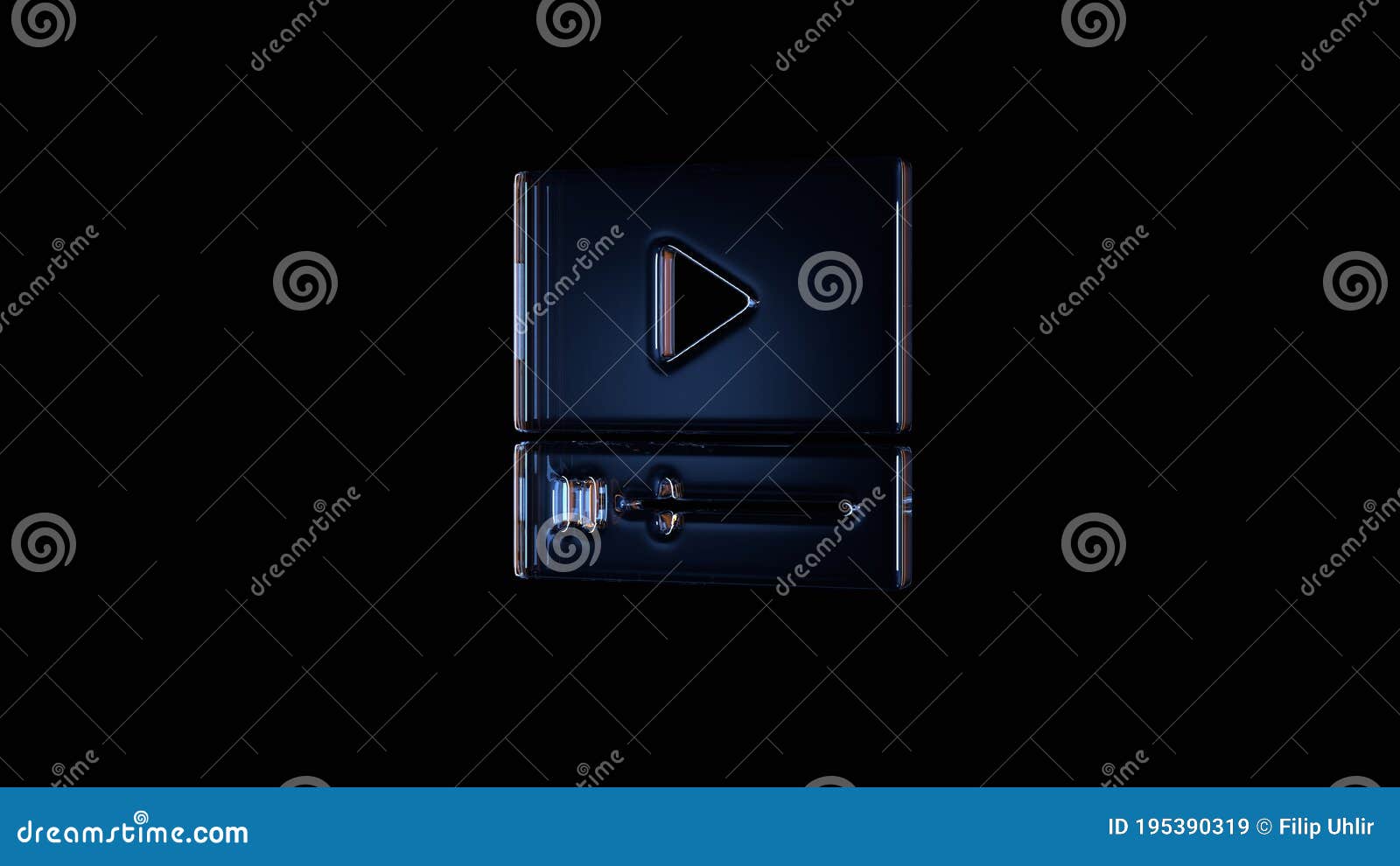 3d Rendering Glass Symbol of Video Player Isolated on Black with ...