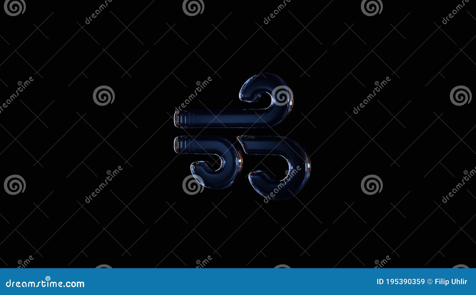 3d Rendering Glass Symbol of Wind Isolated on Black with Reflection ...